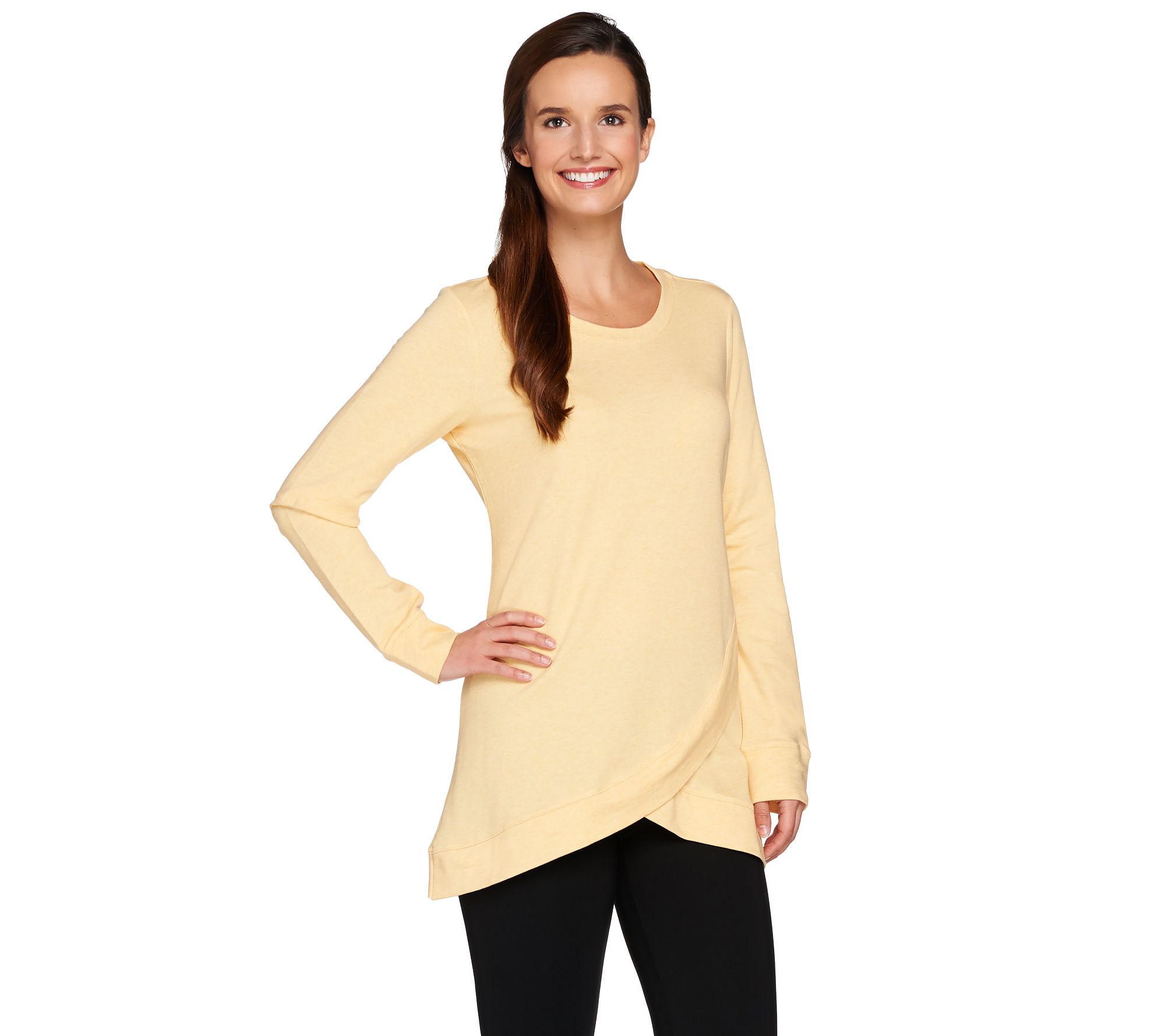 LOGO Lounge by Lori Goldstein French Terry Top with Asymmetric Hem ...