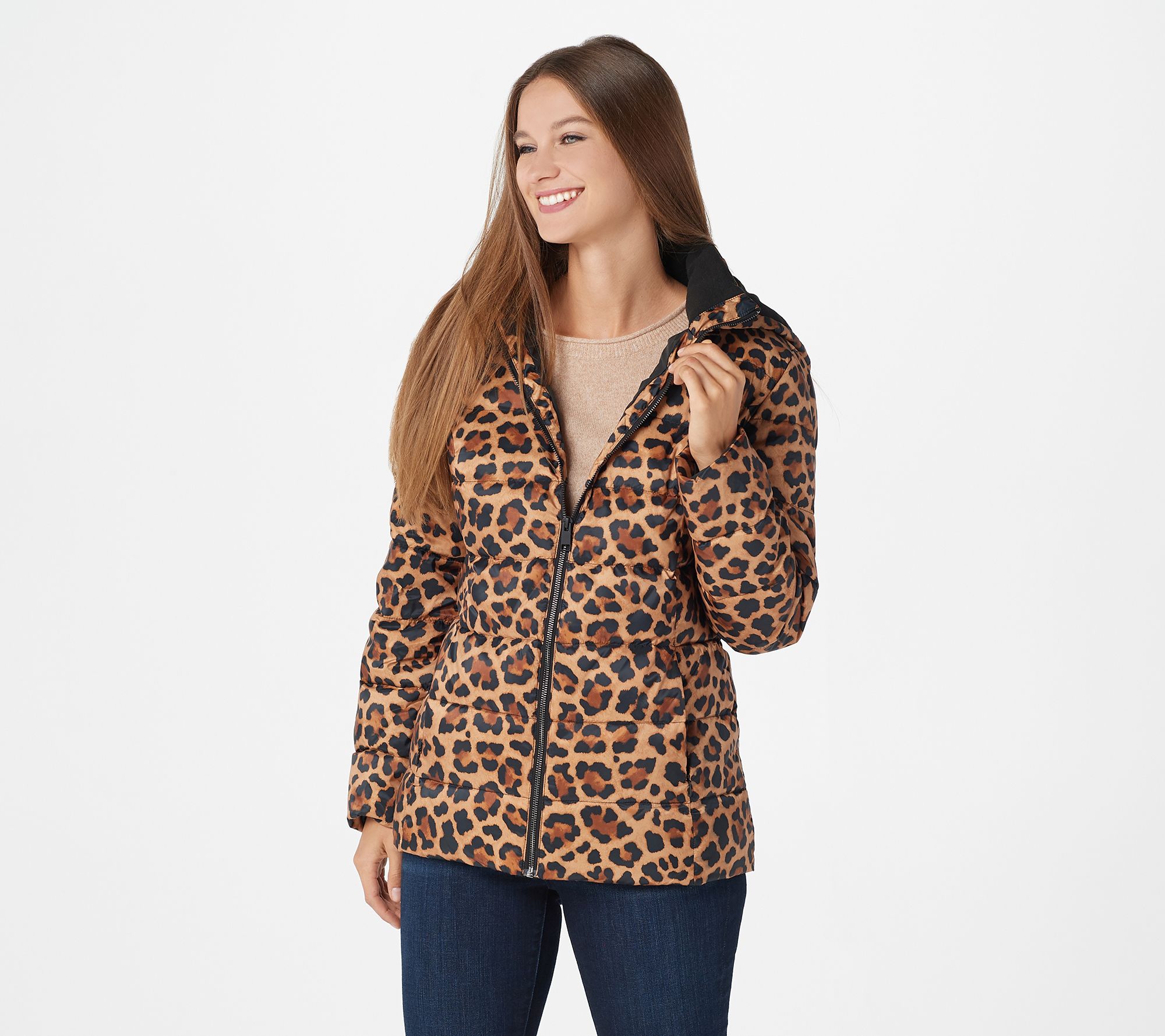 "As Is" G.I.L.I. Zip Front Fleece Lined Printed Puffer Jacket - QVC.com