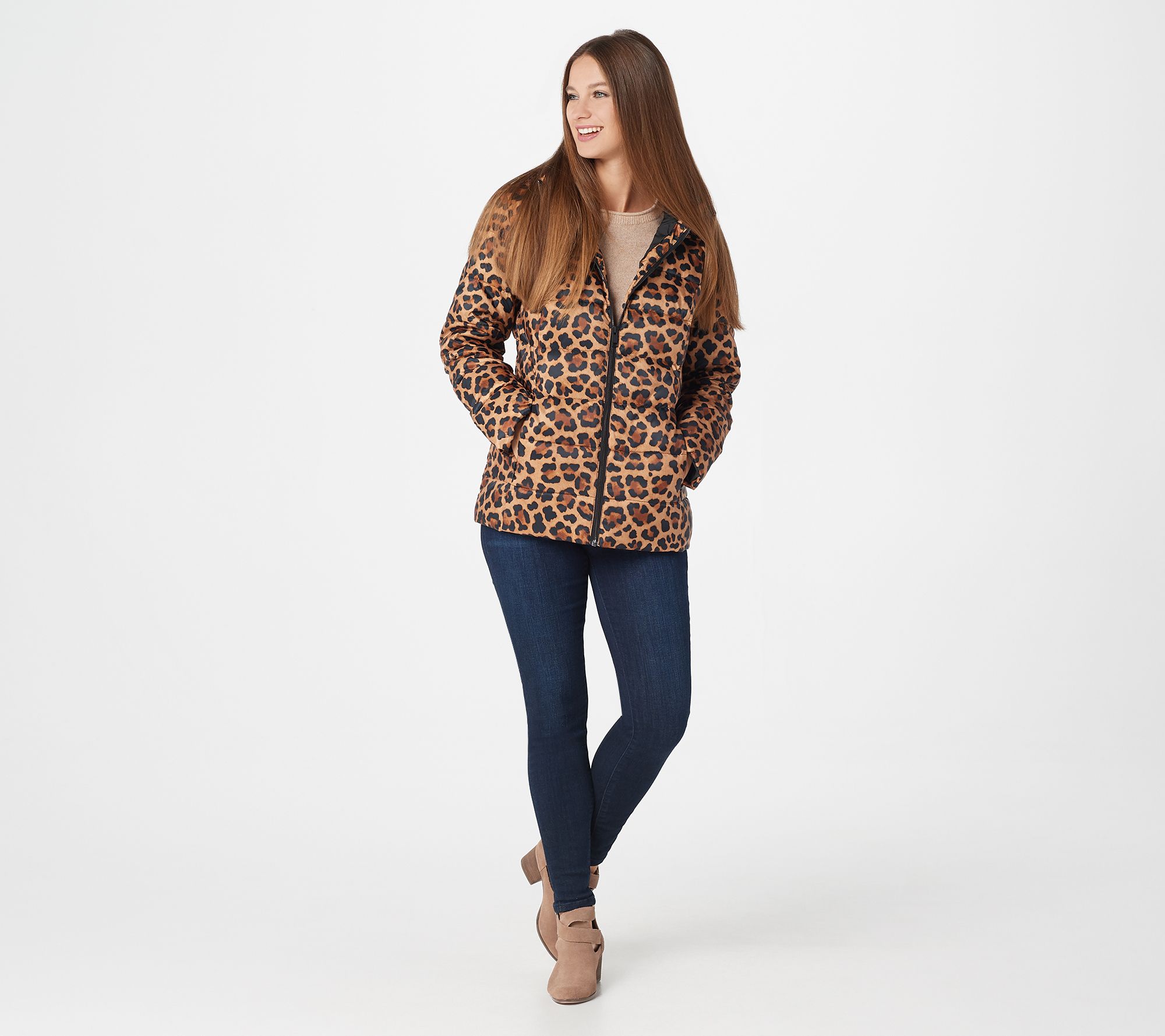 "As Is" G.I.L.I. Zip Front Fleece Lined Printed Puffer Jacket - QVC.com