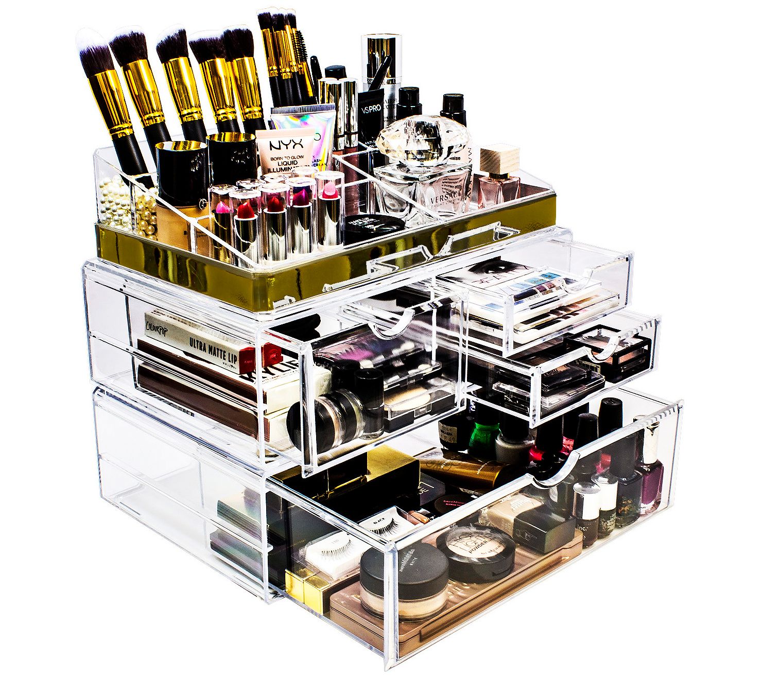 Sorbus Trimmed Makeup and Jewelry Storage Case - QVC.com