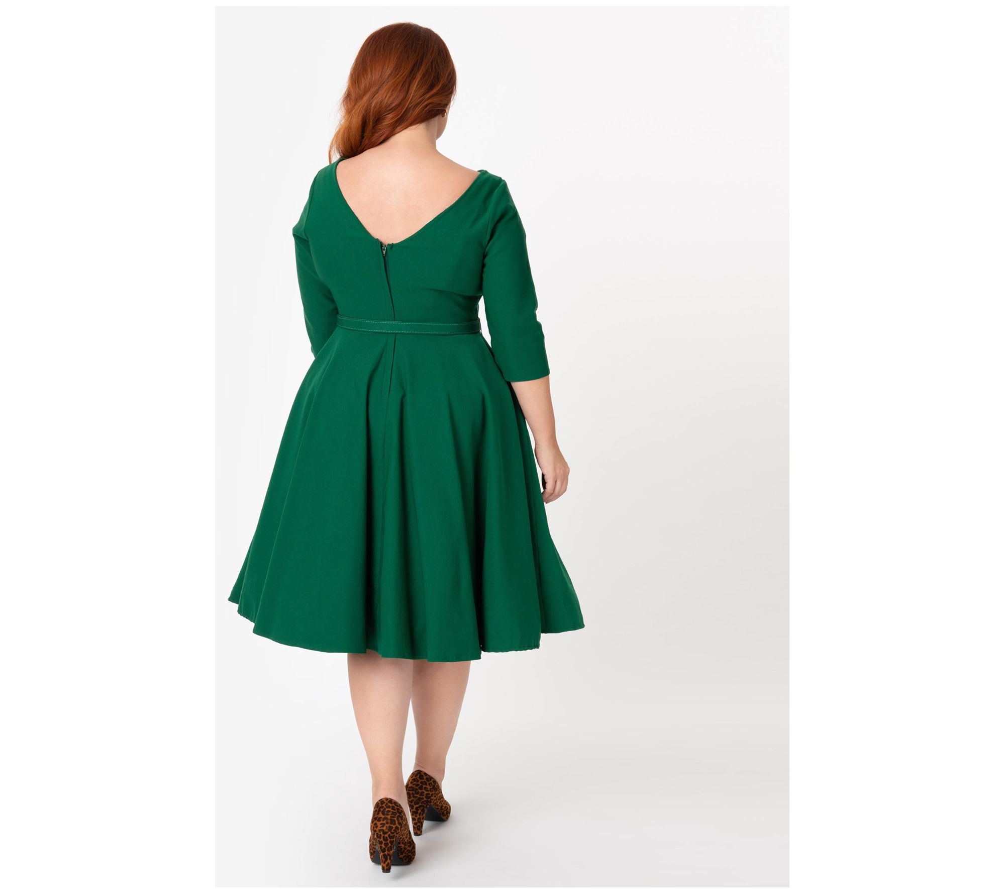Unique Vintage Plus Size 1950s Style Emerald Green Stretch Sle - QVC.com