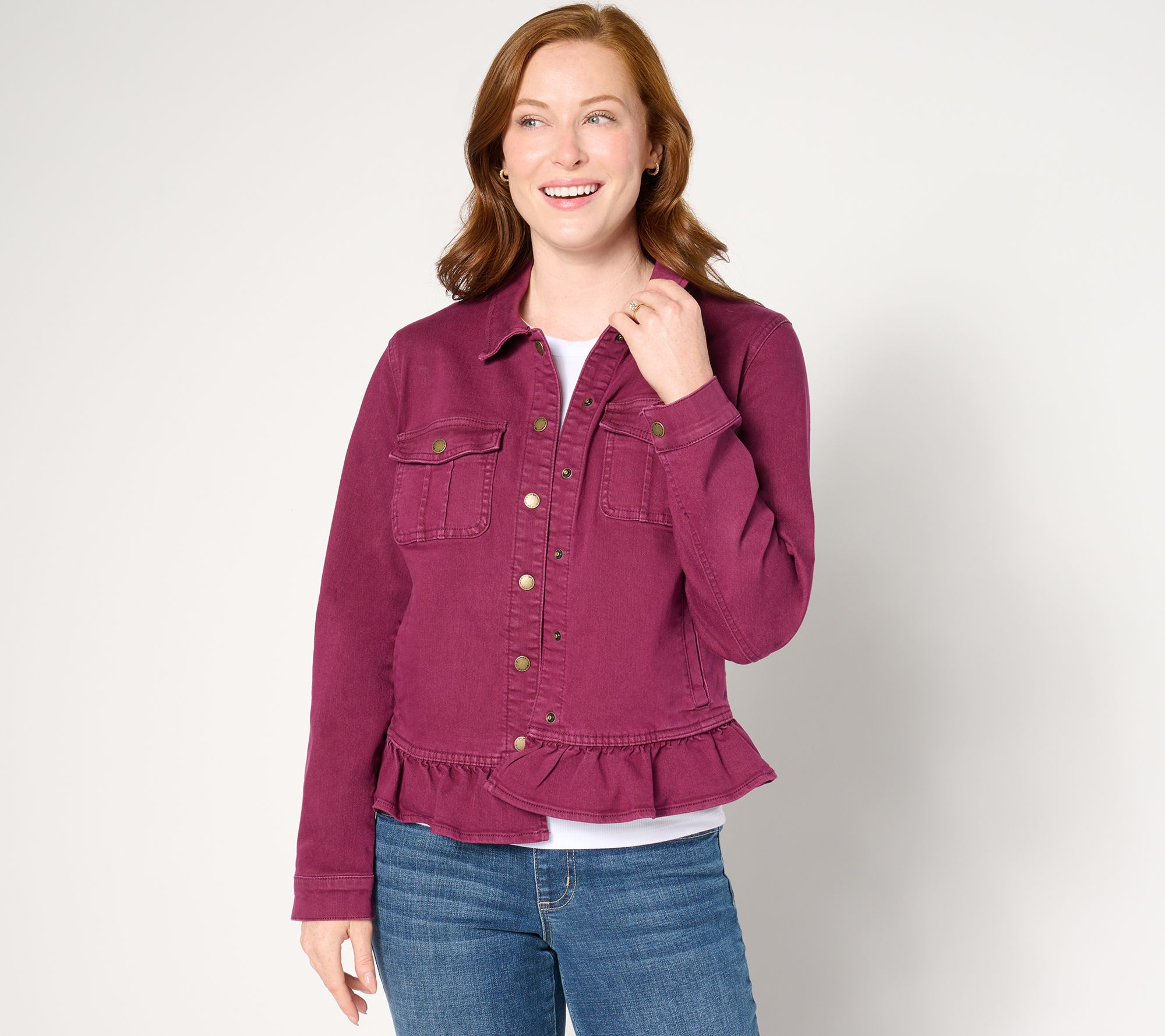 "As Is" Belle Boho by Kim Gravel Vintage Style Ruffle Hem Jacket - QVC.com