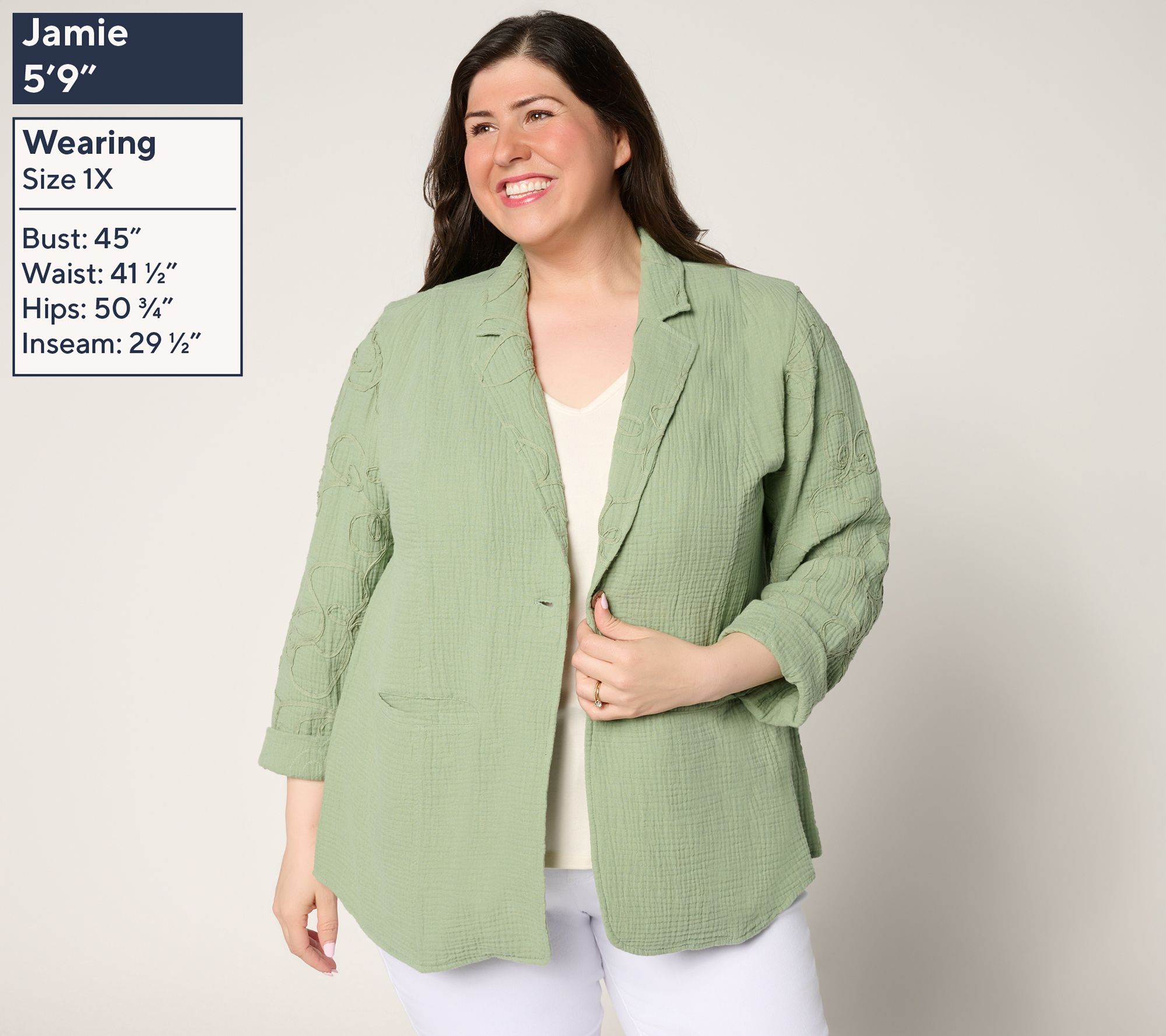 "As Is" Peace Love World Boheme 100% Cotto Gauze Blazer w/Embroi - QVC.com