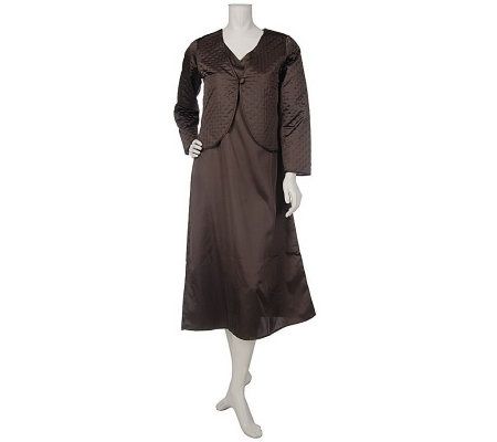 Beguile Satin Gown with Reversible Quilted Bed Jacket - QVC.com