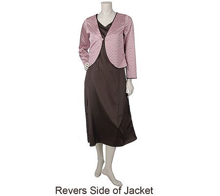 Beguile Satin Gown with Reversible Quilted Bed Jacket - QVC.com