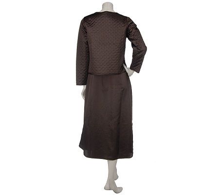Beguile Satin Gown with Reversible Quilted Bed Jacket - QVC.com
