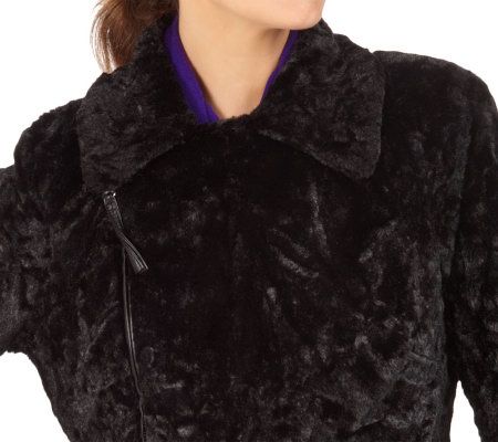 Dennis Basso Faux Fur Motorcycle Jacket with Zipper Detail - QVC.com