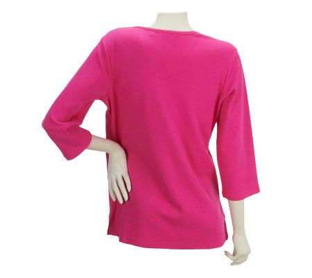 Quacker Factory Glitter & Shine 3/4 Sleeve T-shirt T-shirt - QVC.com