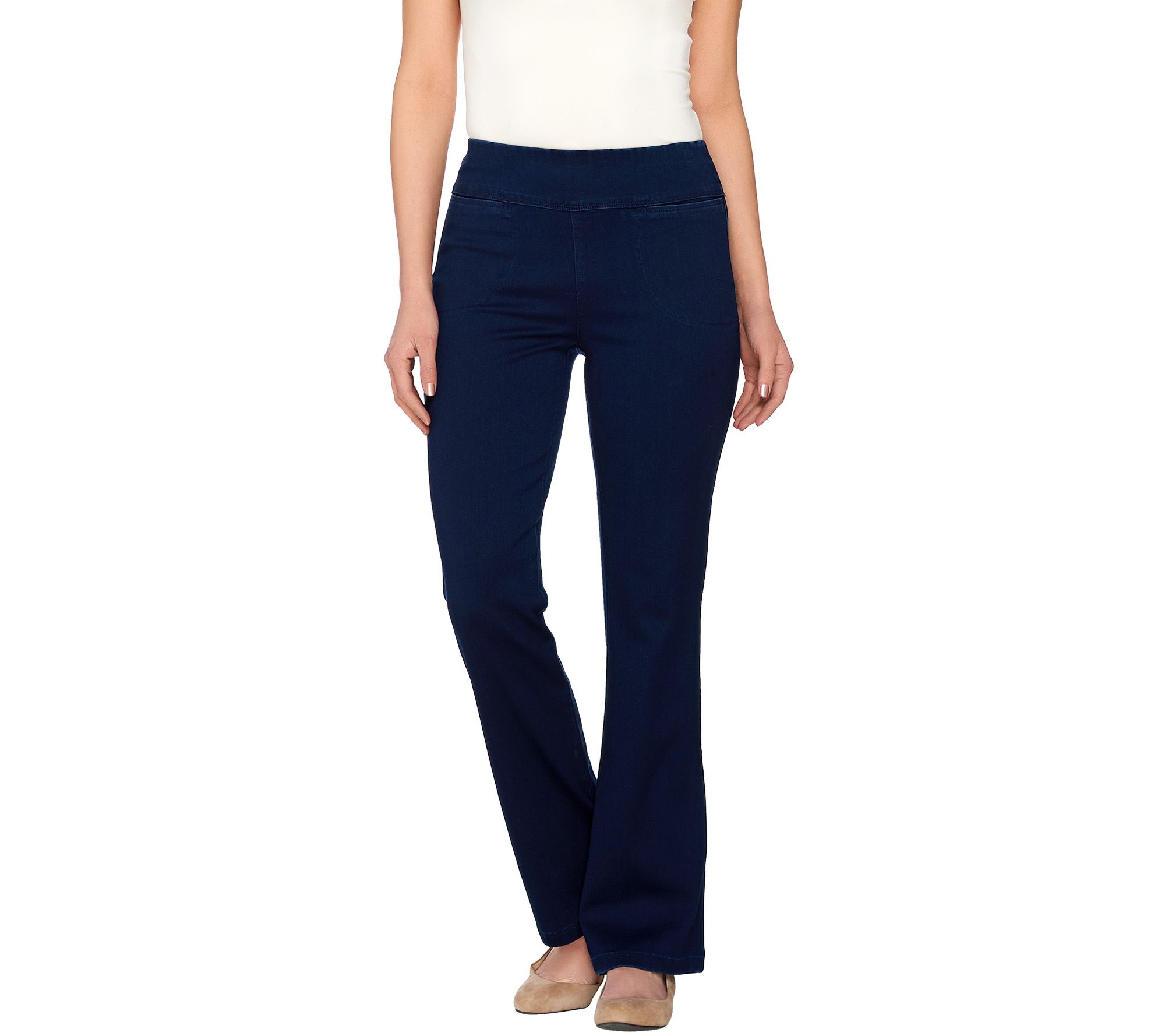 Denim & Co. Active Regular Denim Yoga Pants with Front Pockets - QVC.com