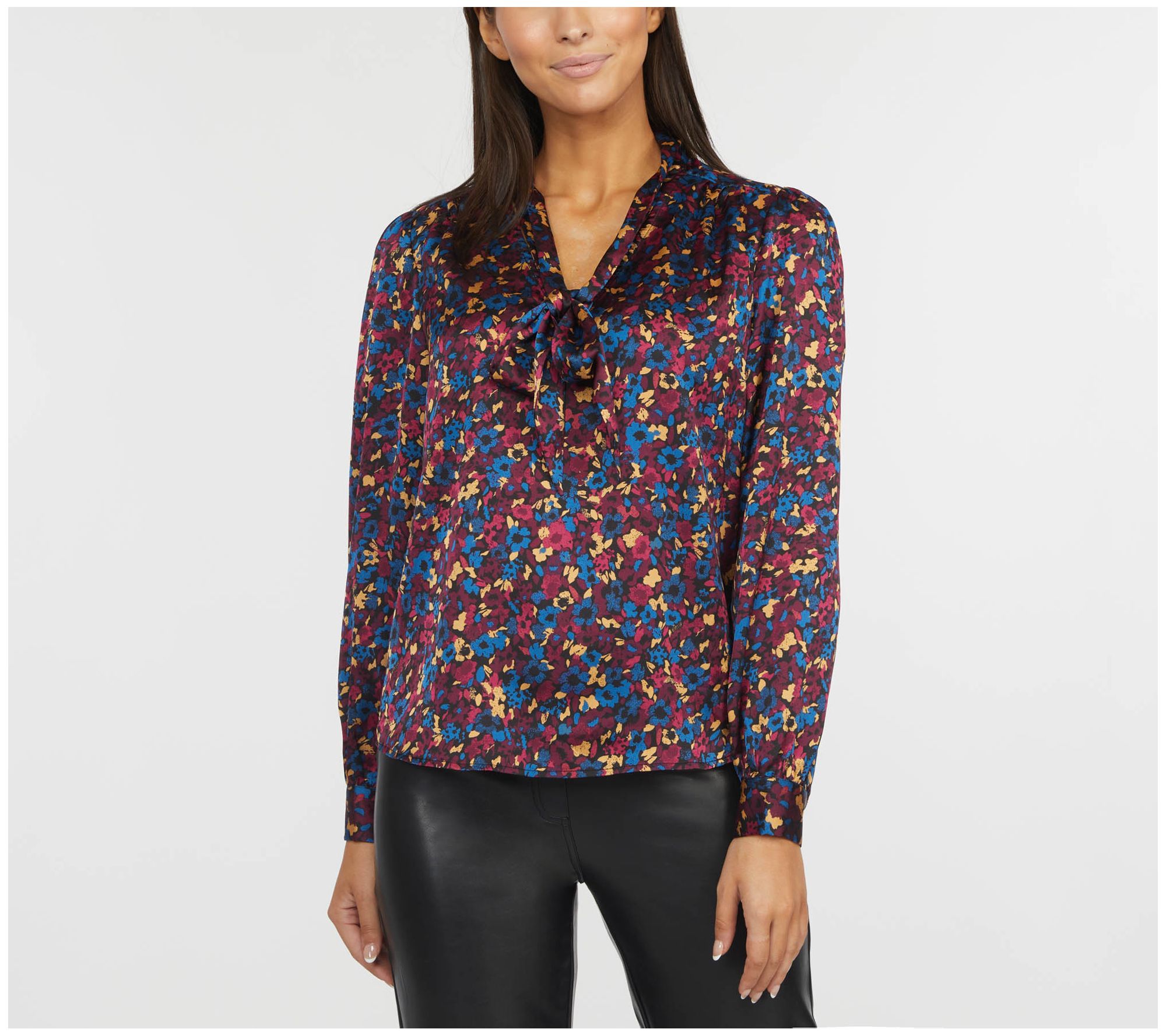 Laundry Women's Tie Neck Balloon Sleeve Blouse - QVC.com
