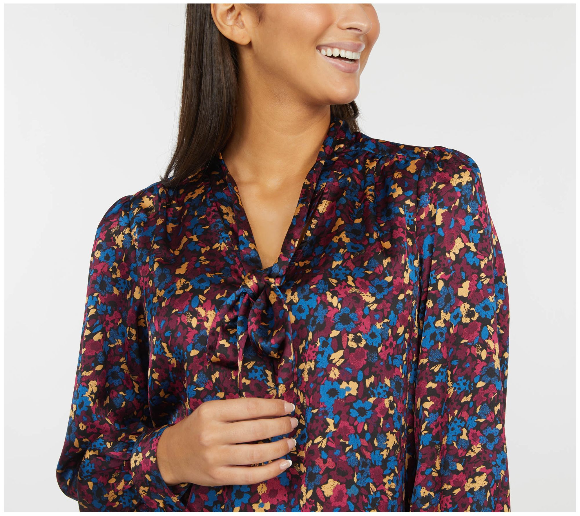 Laundry Women's Tie Neck Balloon Sleeve Blouse - QVC.com