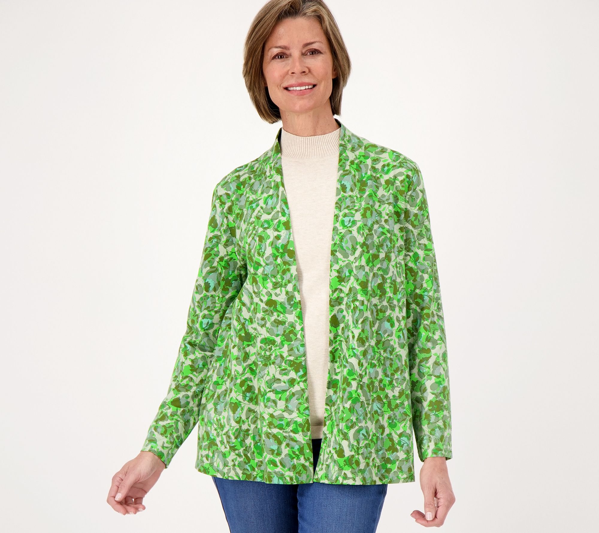 "As Is" Isaac Mizrahi Live Floral Printed Long Cardigan w/ Side Slits ...