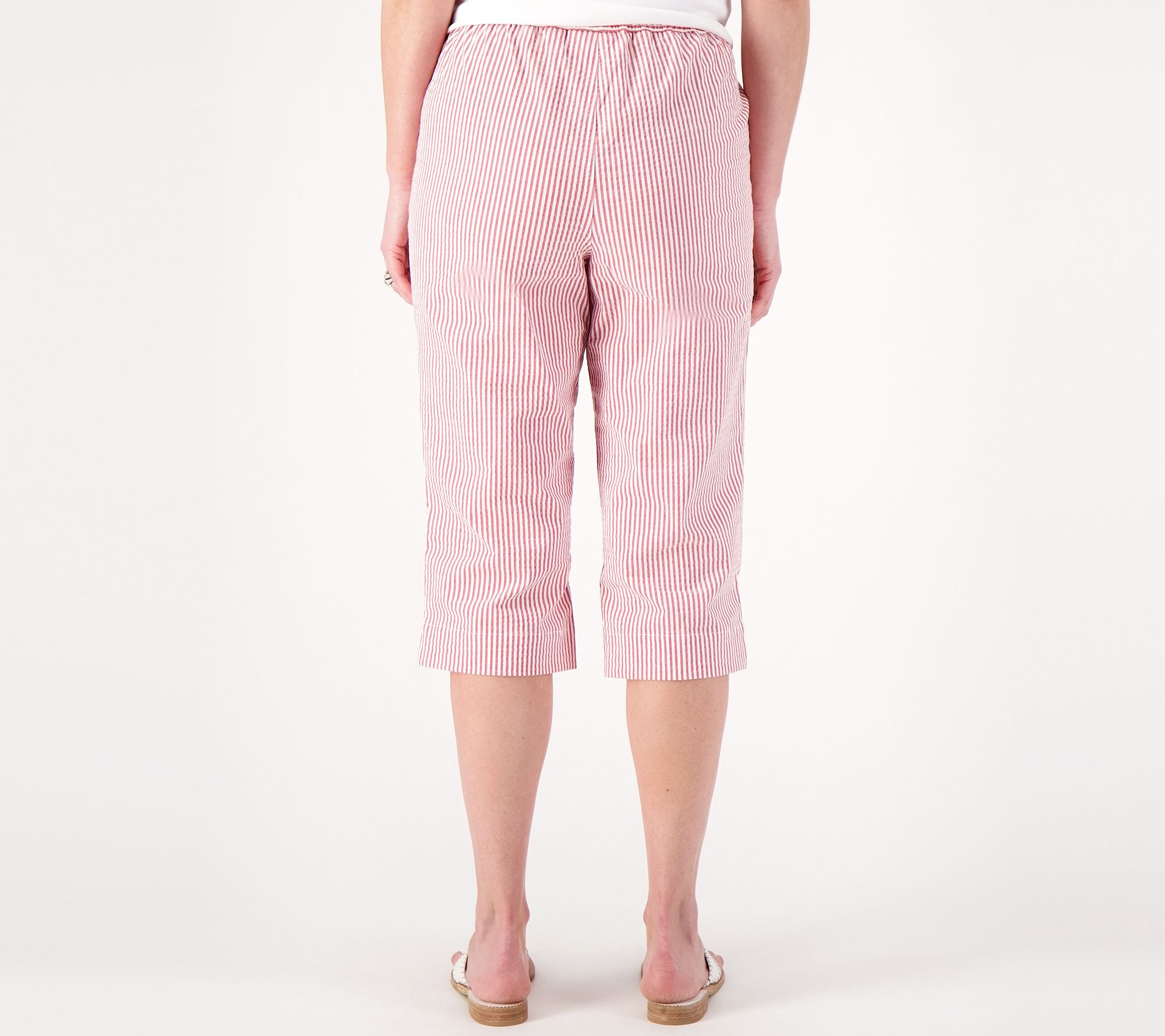 "As Is" Quacker Factory Pull On 19" Stretch Seersucker Capri Pants ...