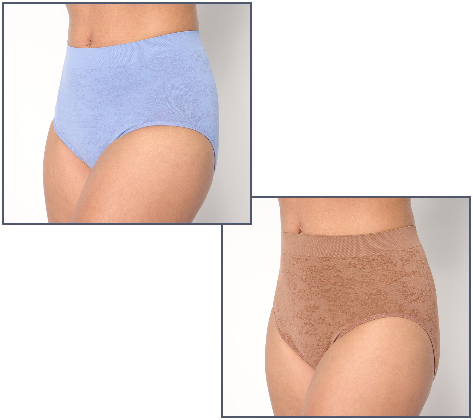 Breezies Seamless Floral Full Brief Or Hi Cut Panties 3 Pack