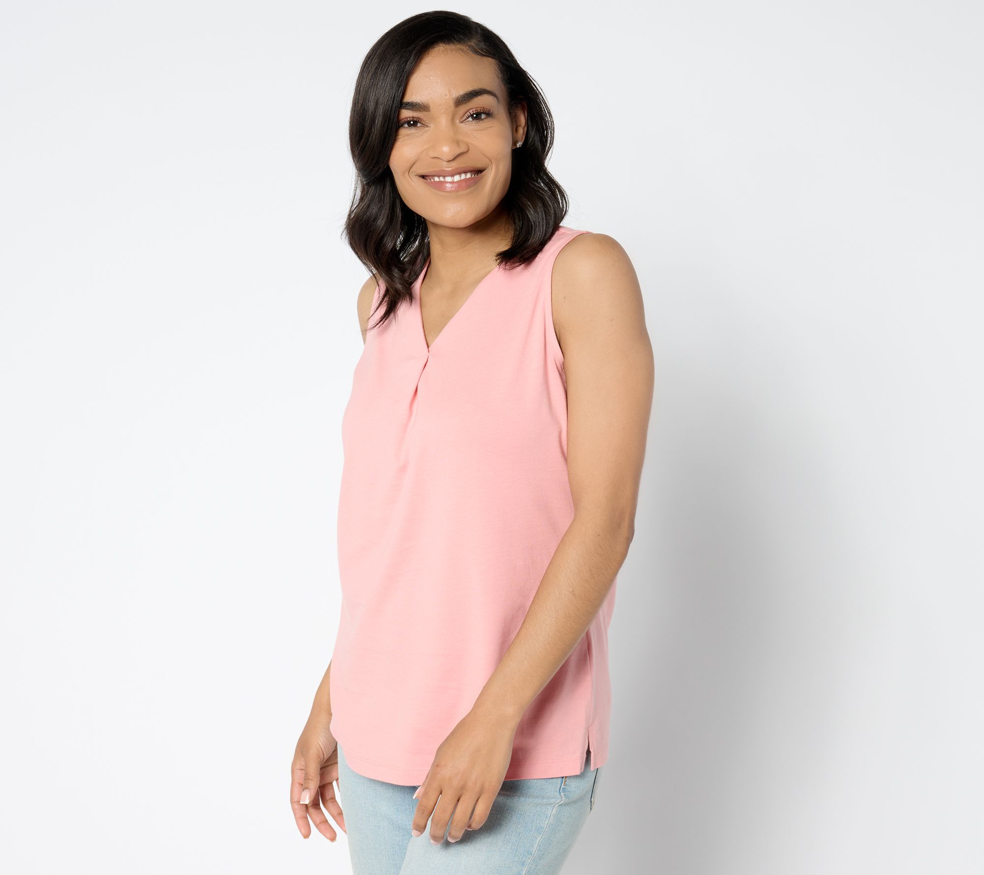 Denim & Co. Essentials Modal Blend Jersey V-Neck Tank - QVC.com