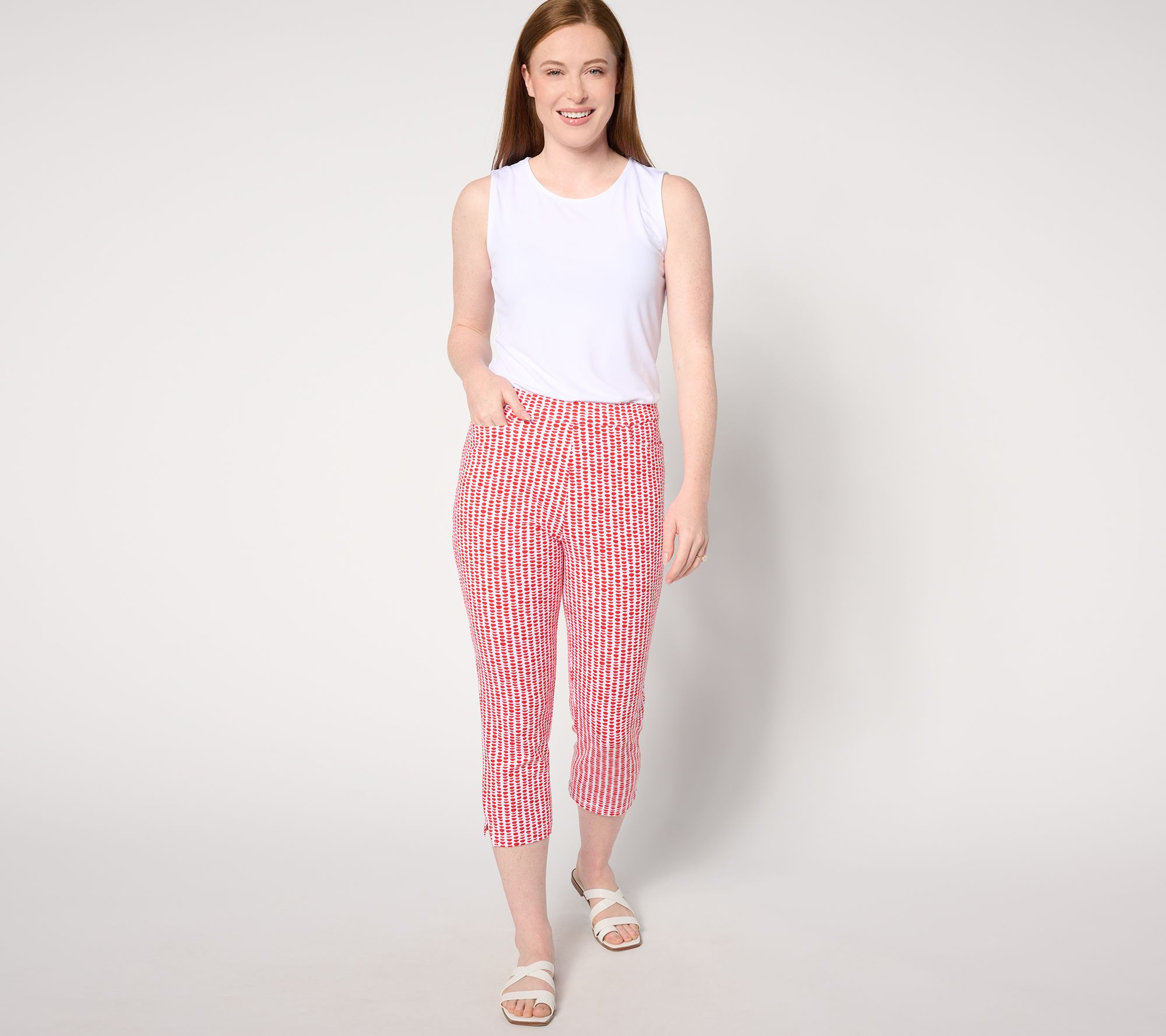 Susan Graver Weekend Printed Premium Stretch Ava Slim Capri Pants - QVC.com