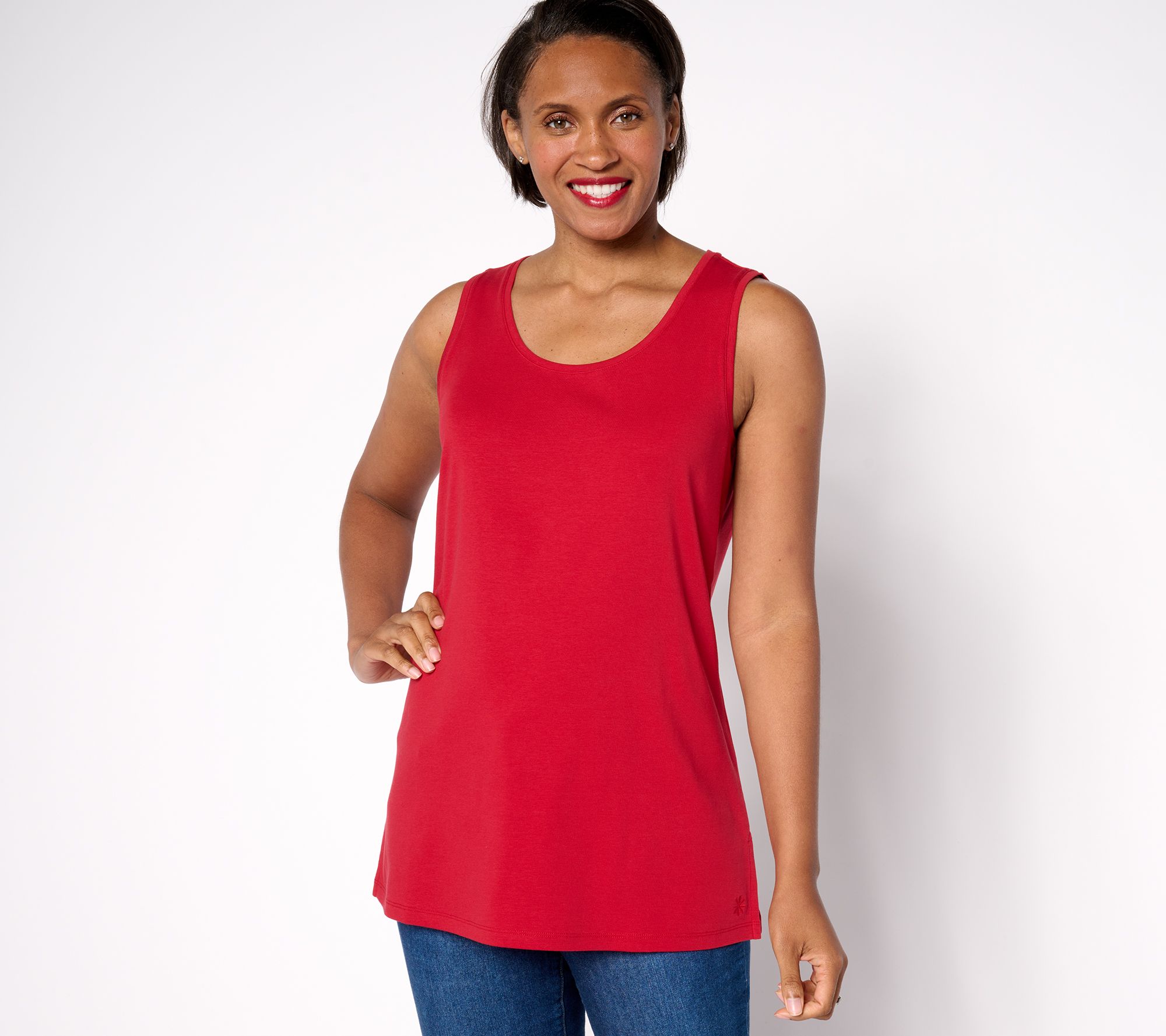 "As Is" Isaac Mizrahi Live! Essentials Micro Pima Rib Sleeveless Top ...