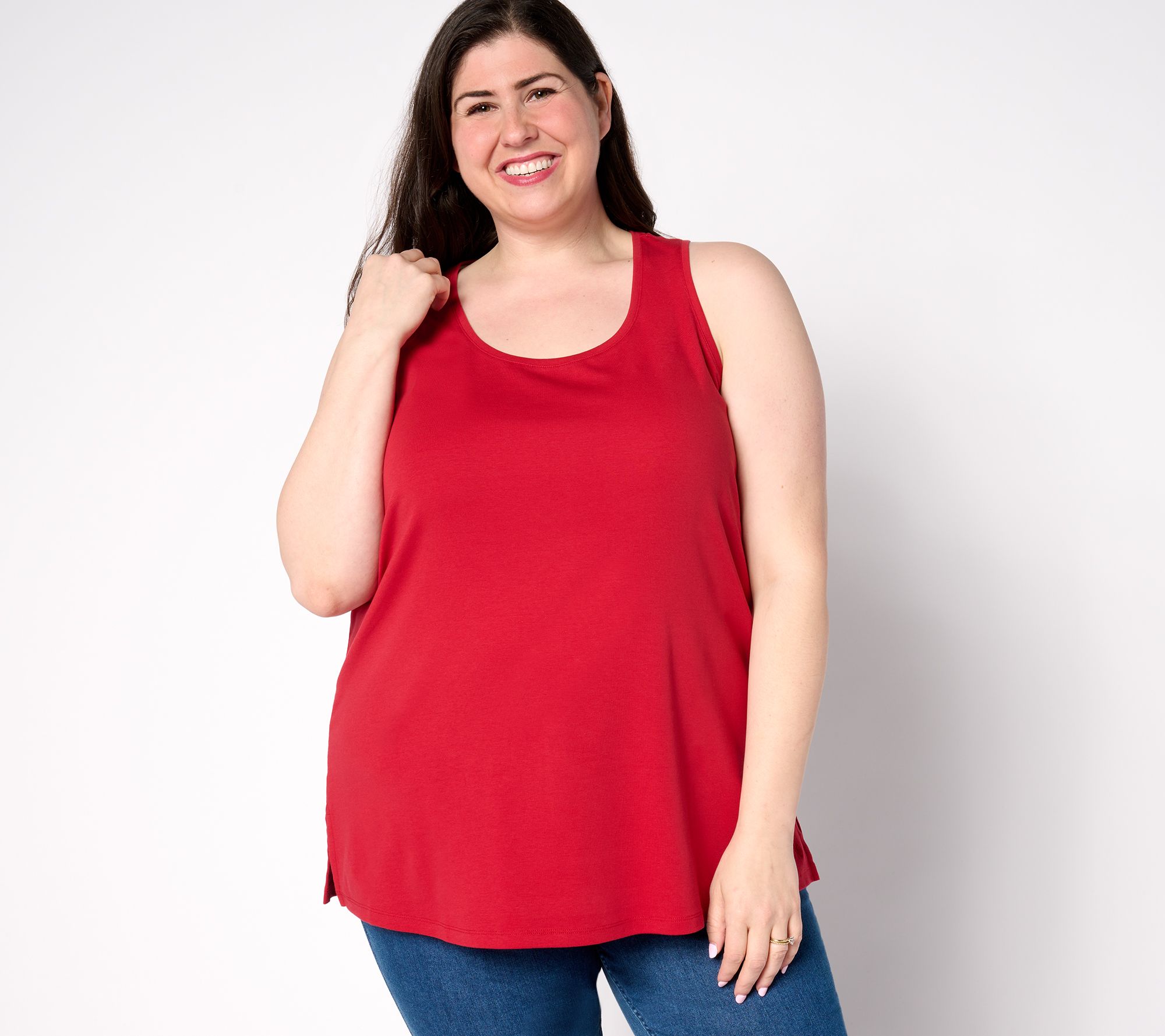 "As Is" Isaac Mizrahi Live! Essentials Micro Pima Rib Sleeveless Top ...