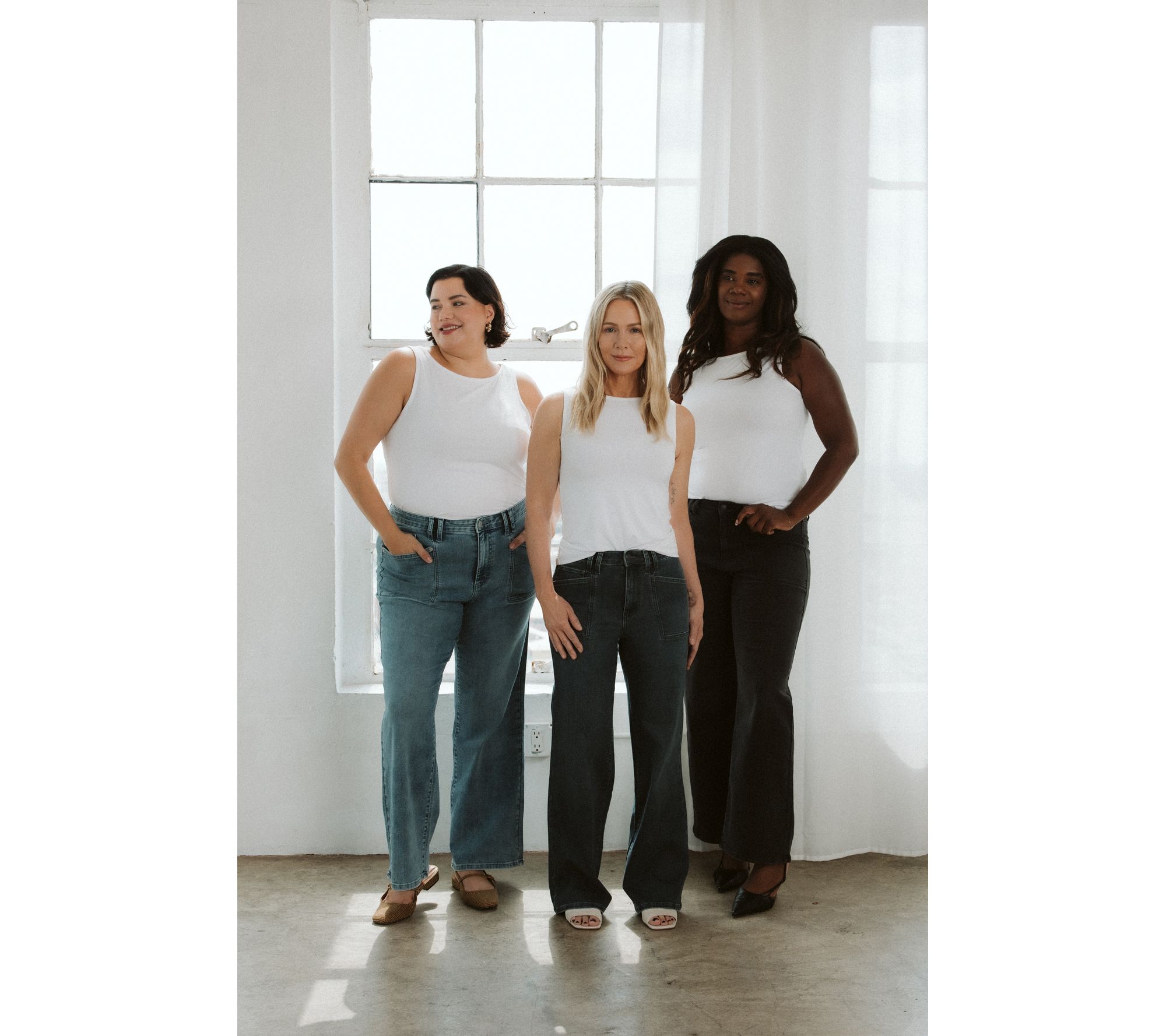 Me by Jennie Garth Petite Repreve Wide Leg Jeans- Color - QVC.com