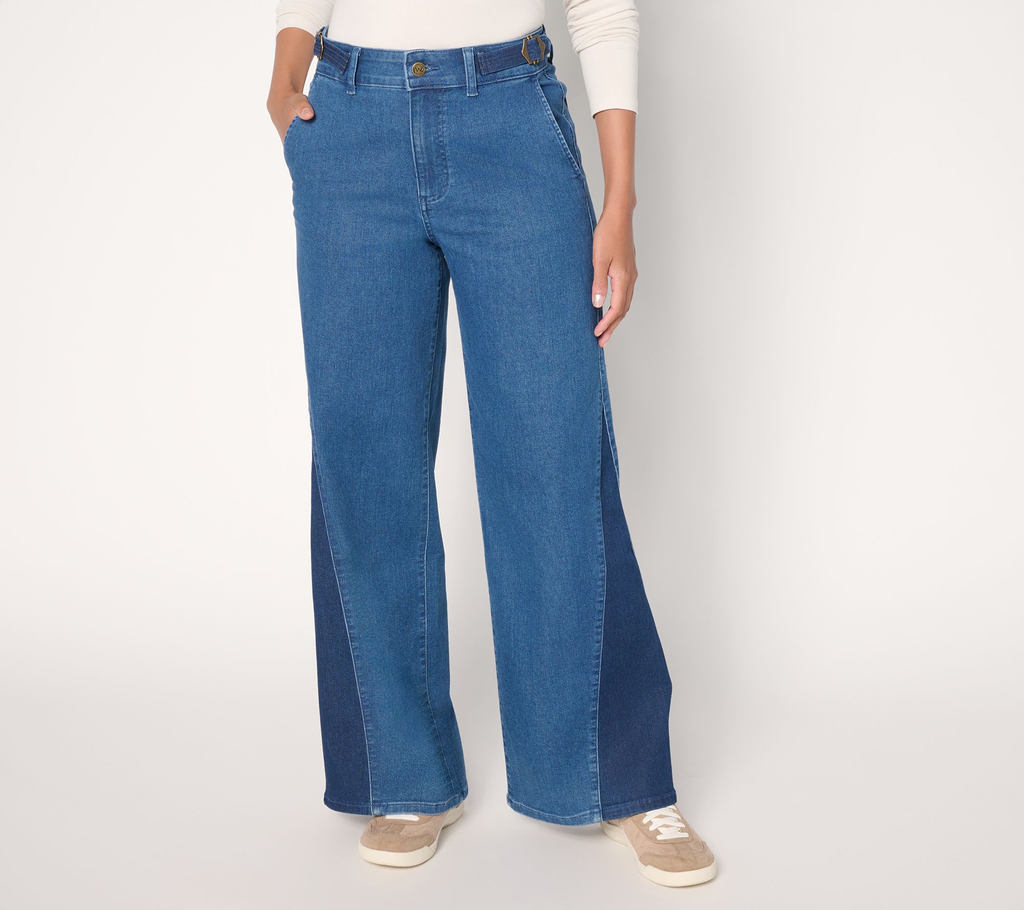 Me by Jennie Garth Regular Two Tone Wide Leg Jean - QVC.com