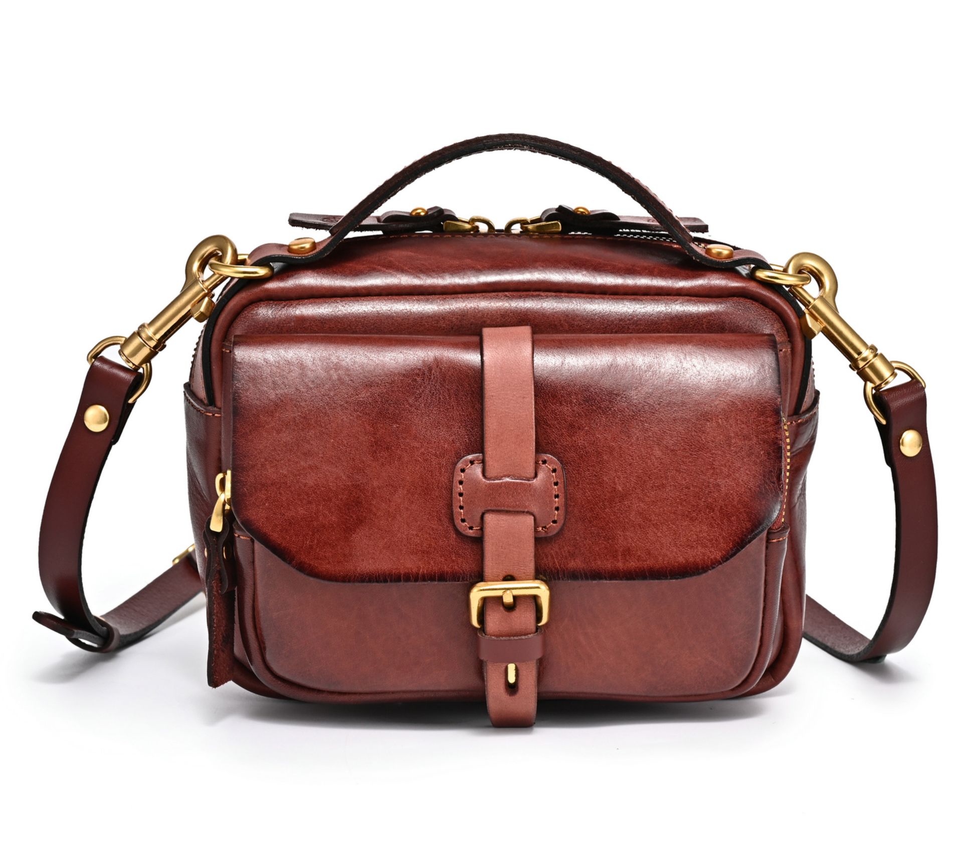 Old Trend Ficus Top Handle Leather Satchel w/ Crossbody Strap - QVC.com
