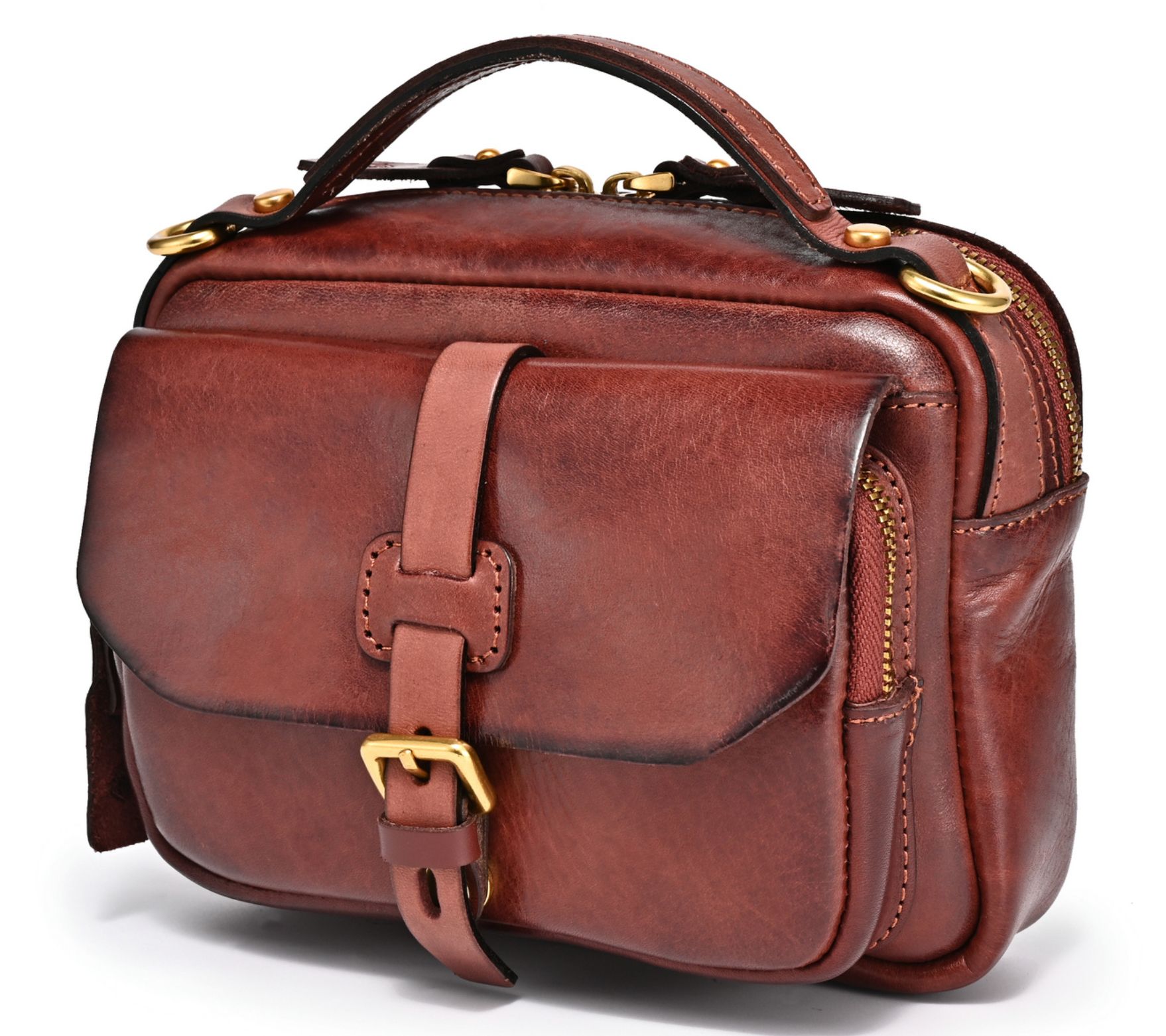Old Trend Ficus Top Handle Leather Satchel w/ Crossbody Strap - QVC.com