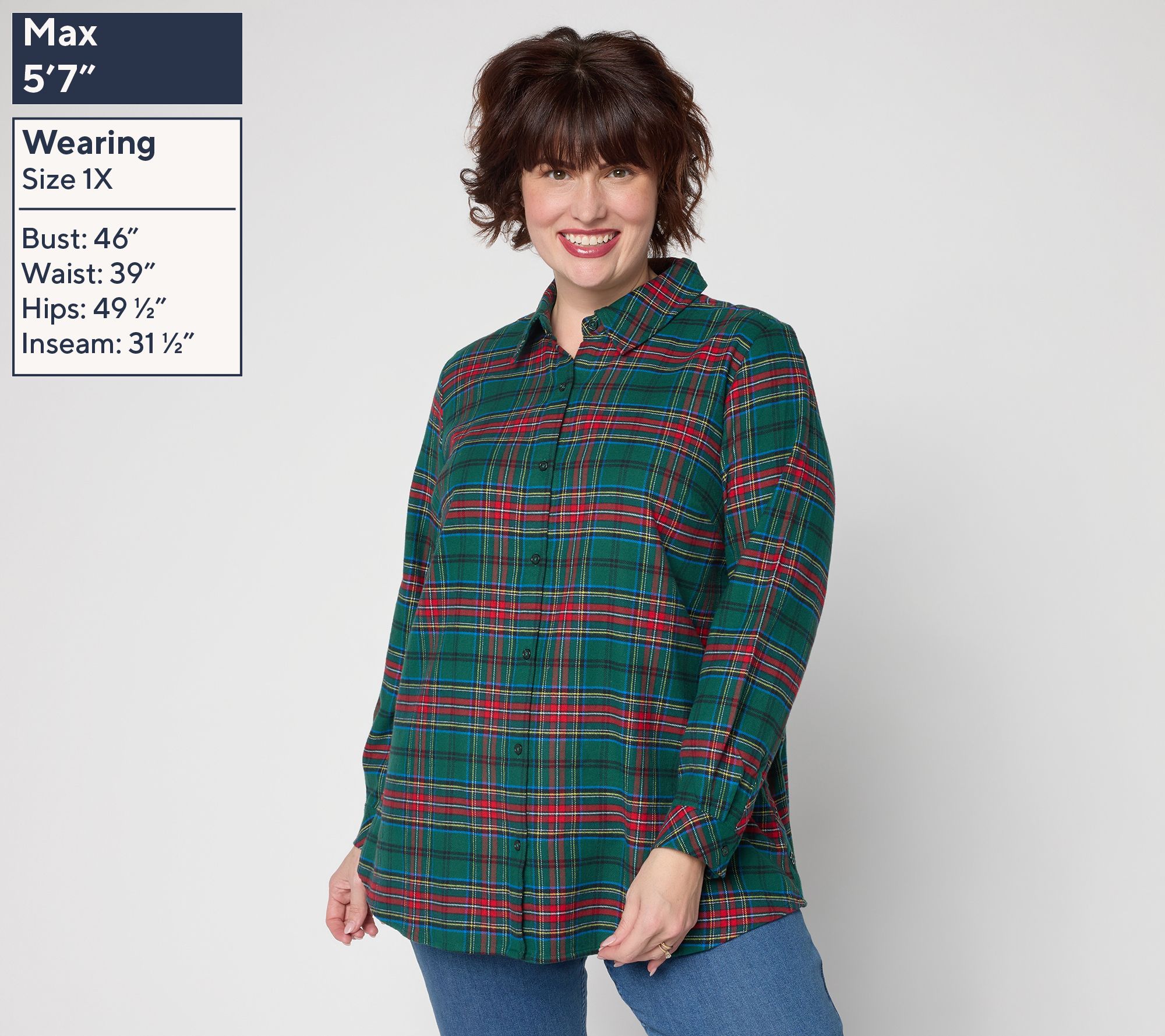 Joan Rivers Double Brushed Flannel Swing Button Down - QVC.com