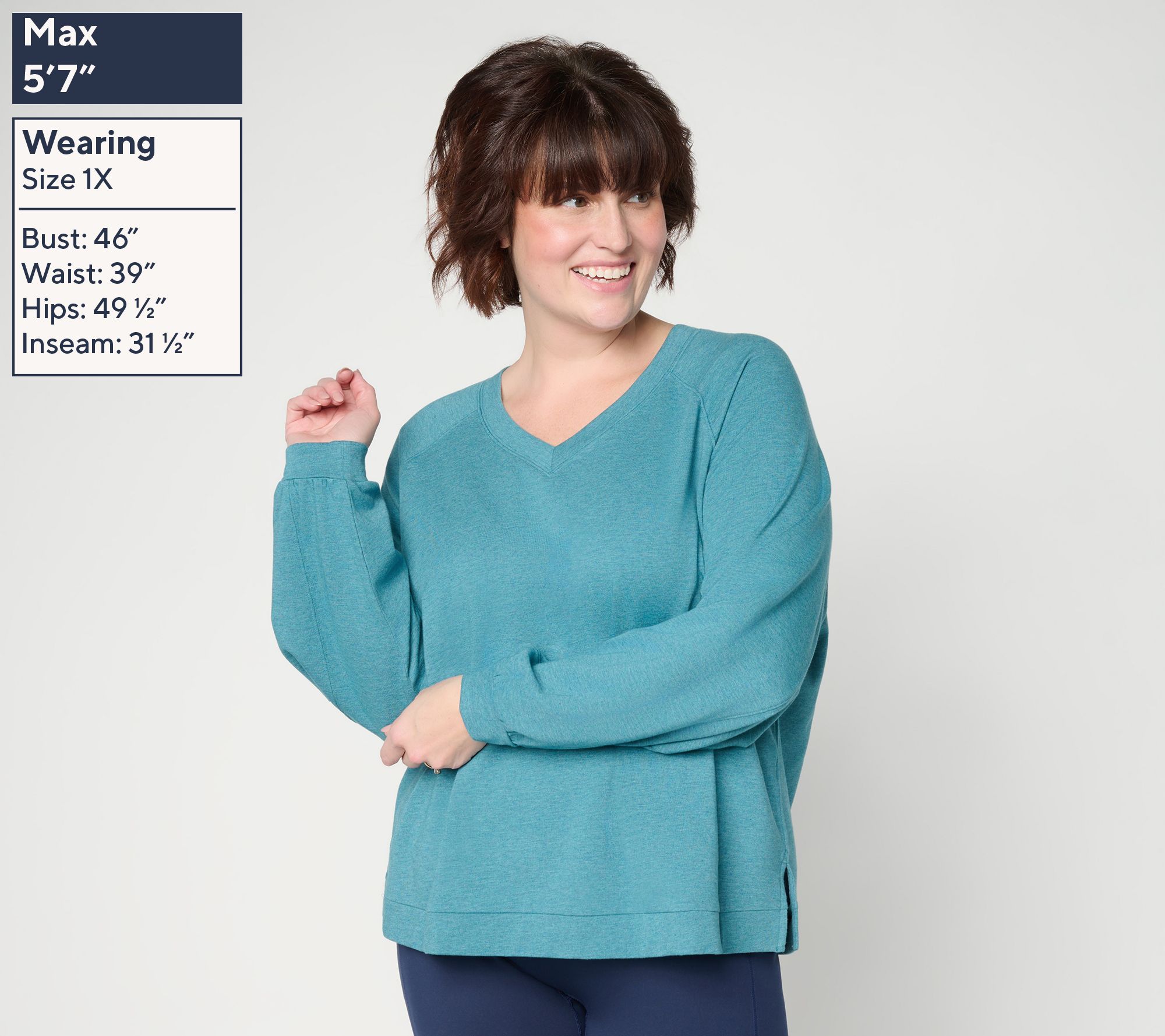 "As Is" AnyBody Cozy Knit French Terry V-Neck Top - QVC.com