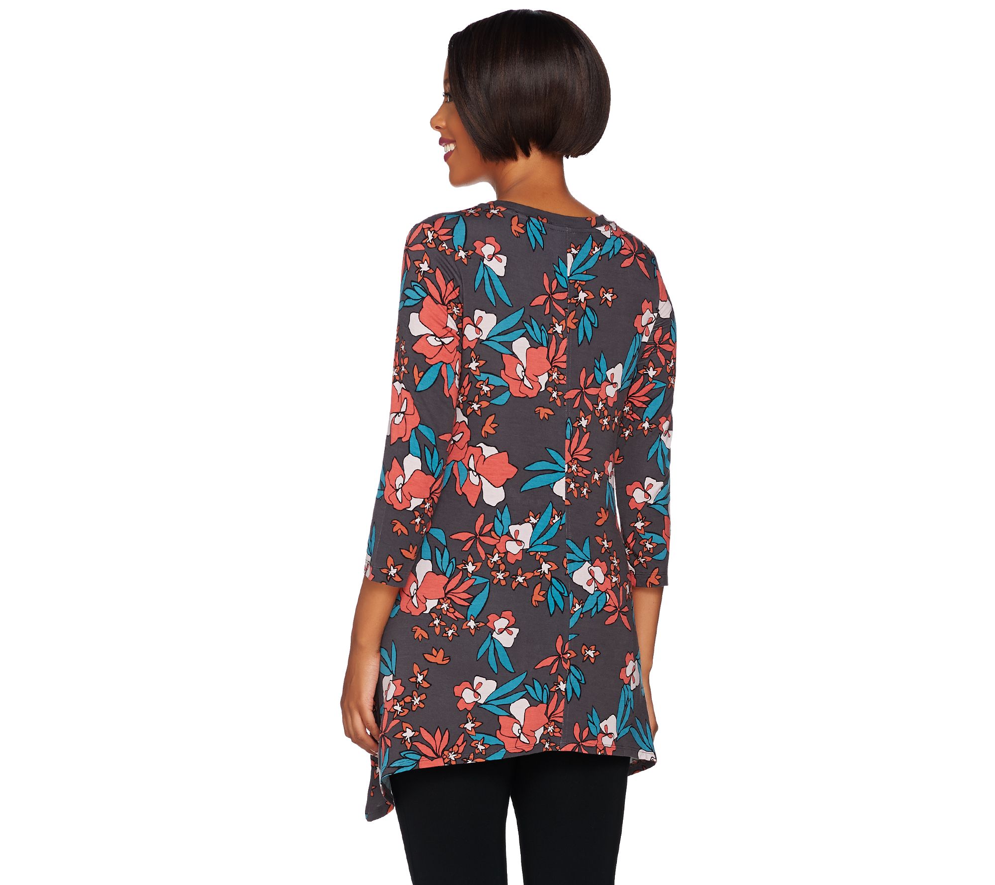 "As Is" LOGO by Lori Goldstein Printed Knit Top with Pockets - QVC.com