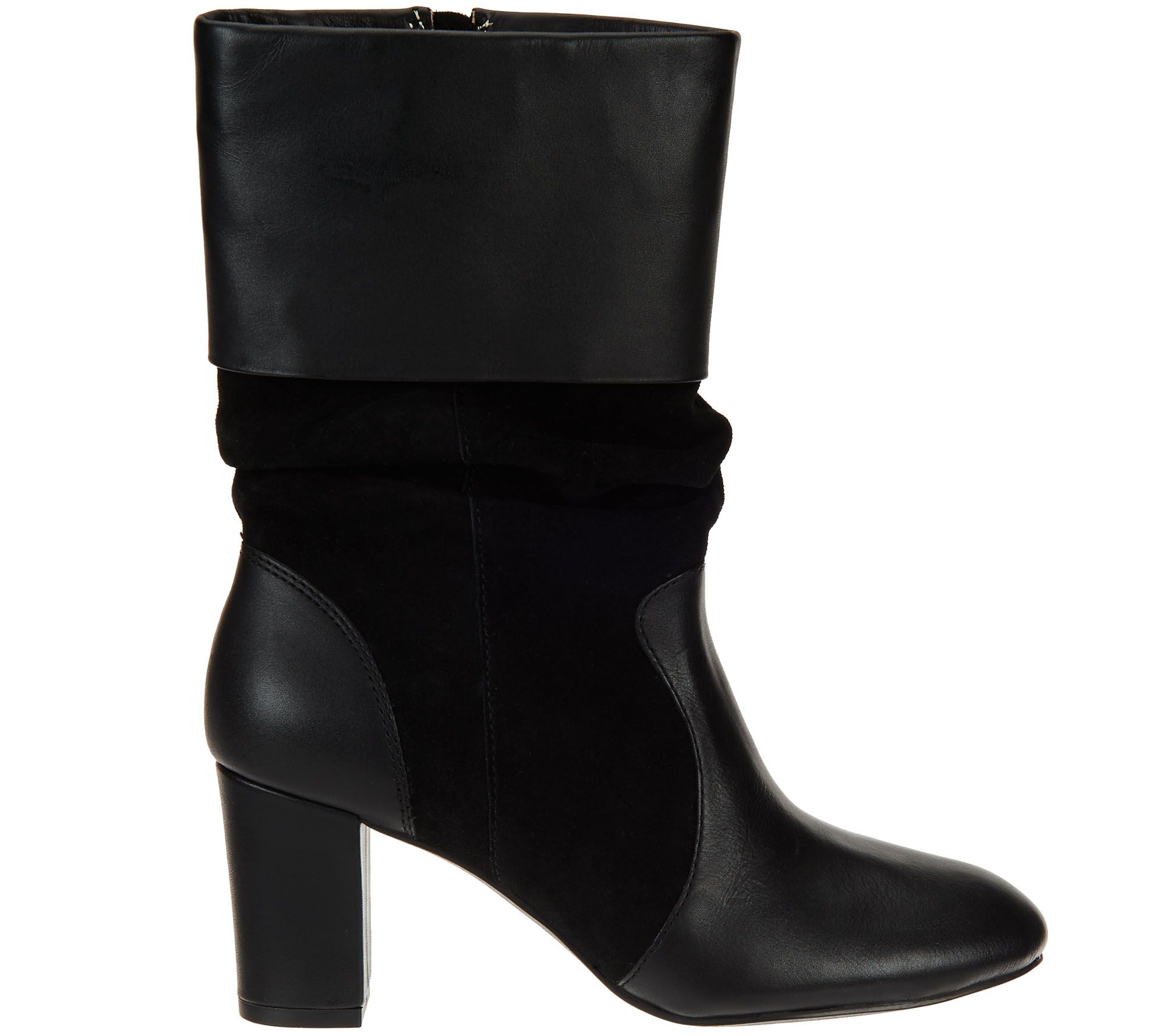 "As Is" C. Wonder Leather and Suede Mid- Calf Slouch Boots-Amanda - QVC.com
