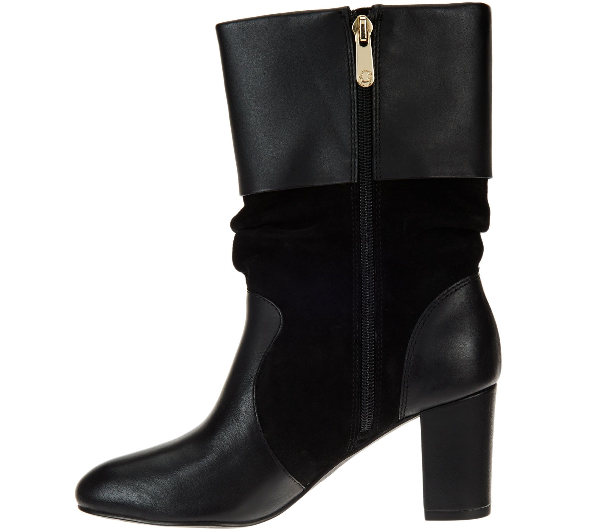 "As Is" C. Wonder Leather and Suede Mid- Calf Slouch Boots-Amanda - QVC.com