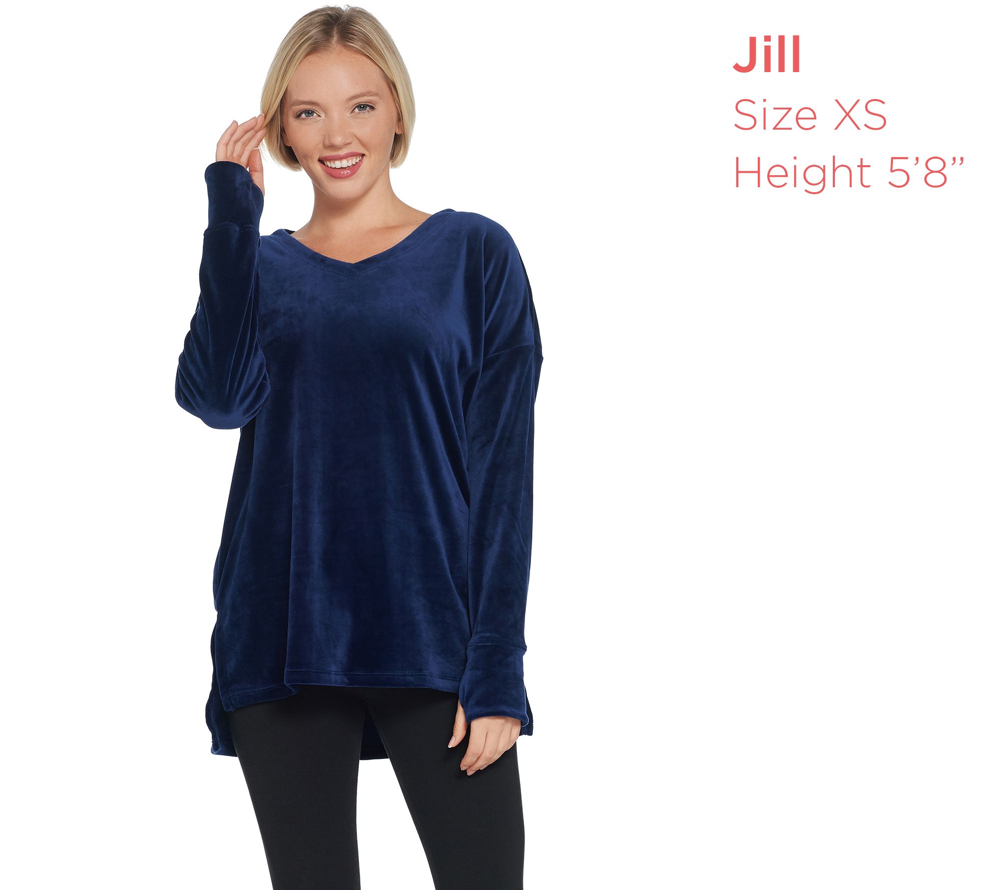 "As Is" Cuddl Duds Double Plush Velour V-Neck Long Sleeve Top - QVC.com