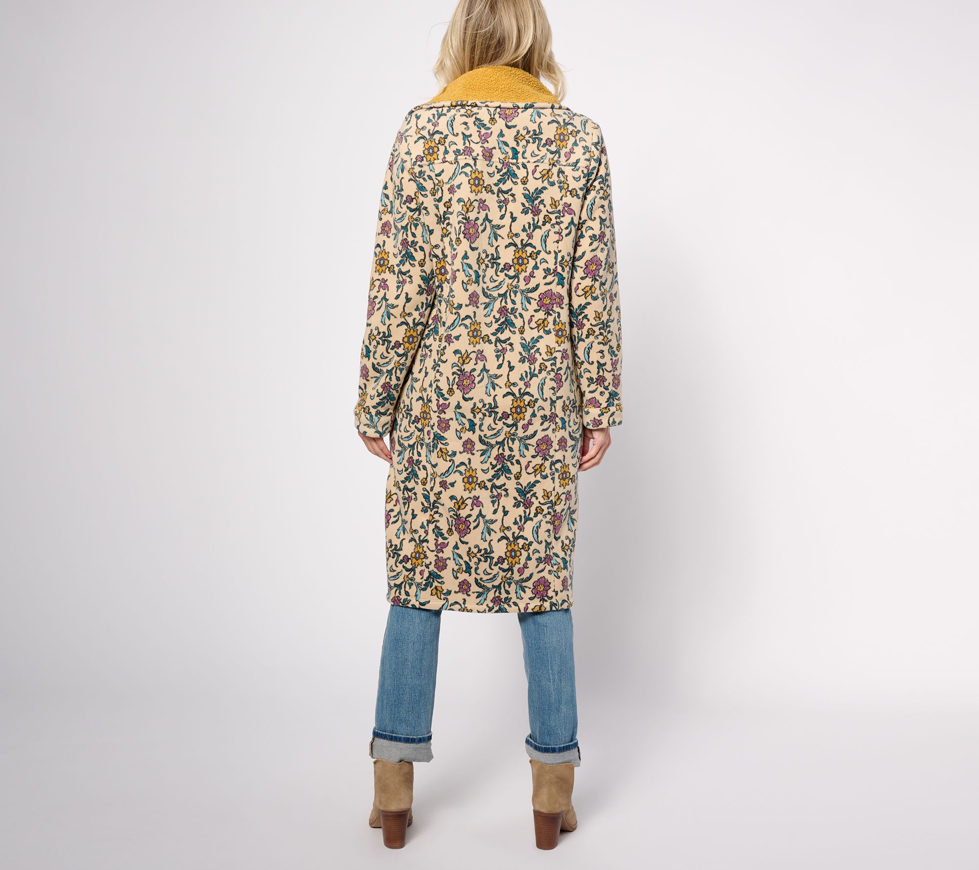 "As Is" Denim & Co. Canyon Retreat Printed Fleece Oversize Jacket - QVC.com