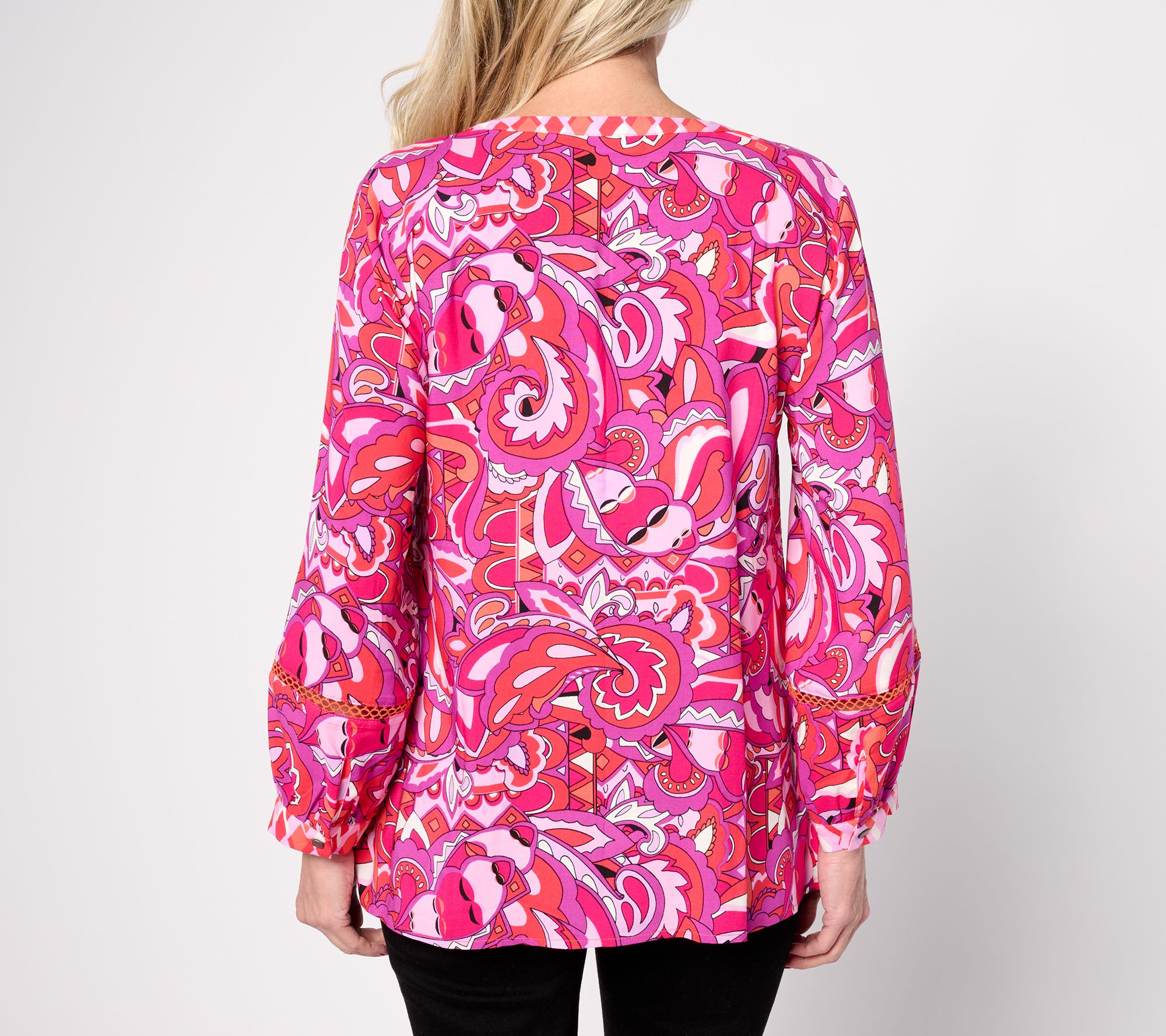 "As Is" Susan Graver Passport Petite Printed Rayon Challis Button ...