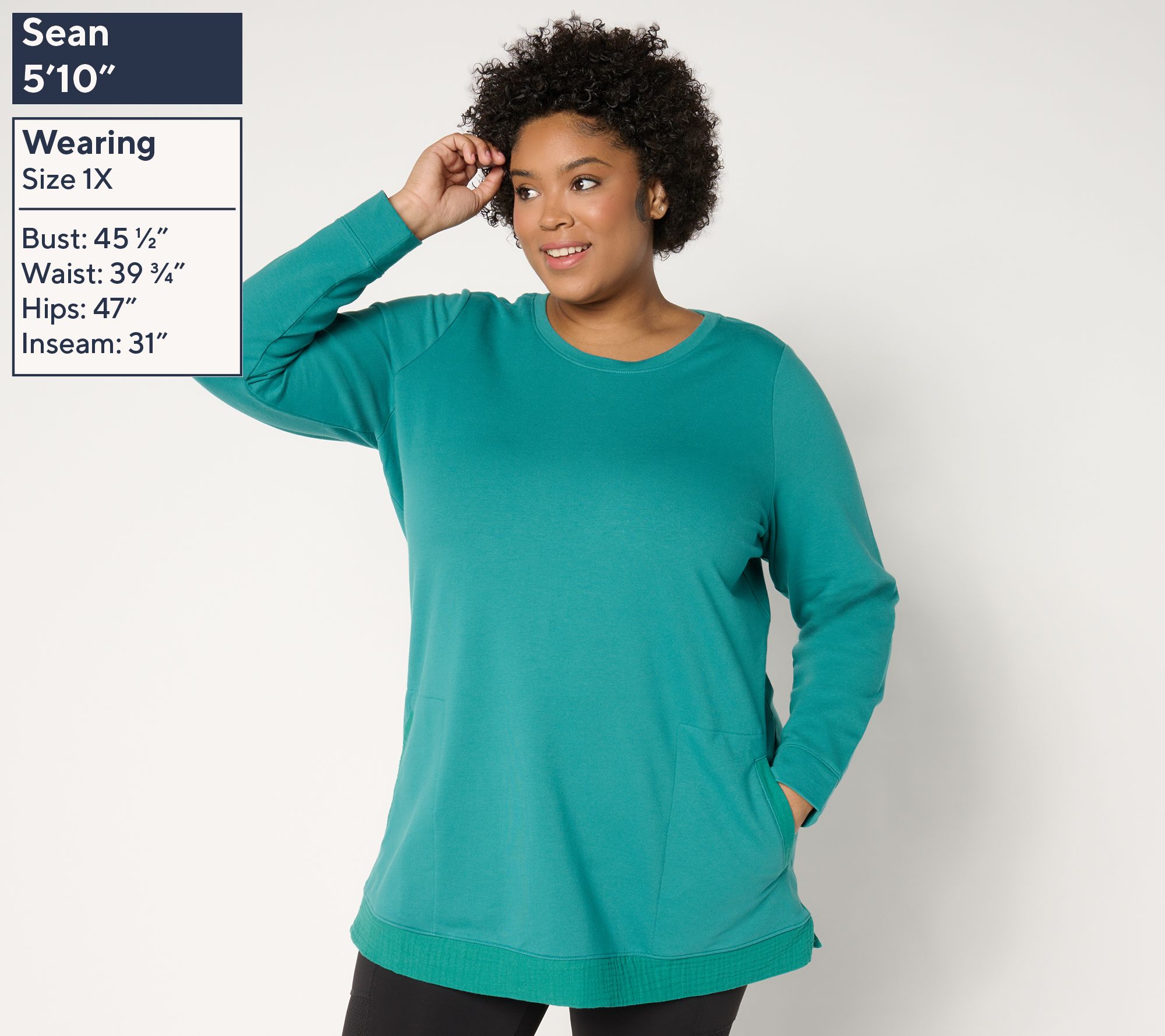 Denim & Co. Active Regular French Terry Tunic with Gauze Detail - QVC.com
