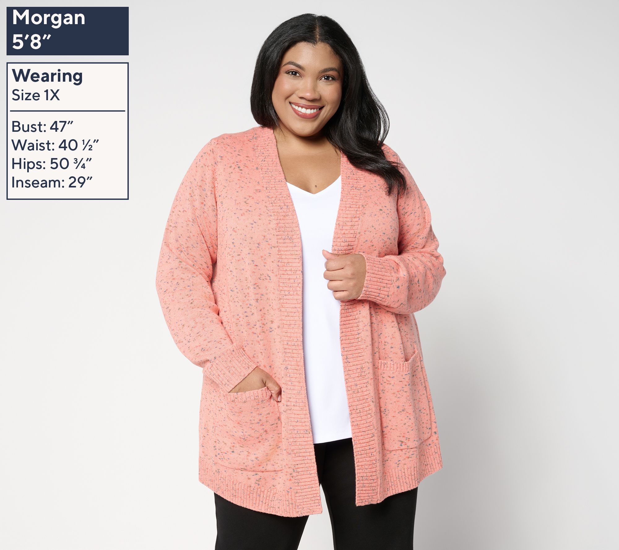 Belle by Kim Gravel Confetti Open Front Cardigan - QVC.com