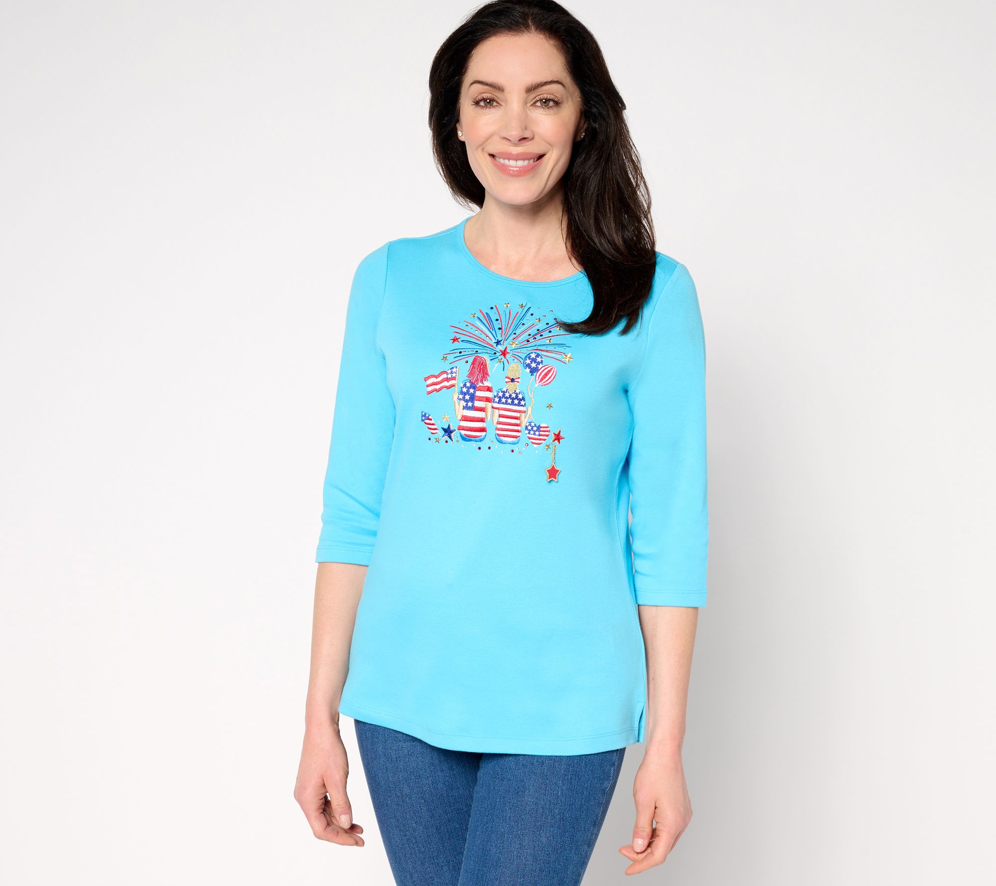 "As Is" Quacker Factory Charm School 3/4 Sleeve Top - QVC.com
