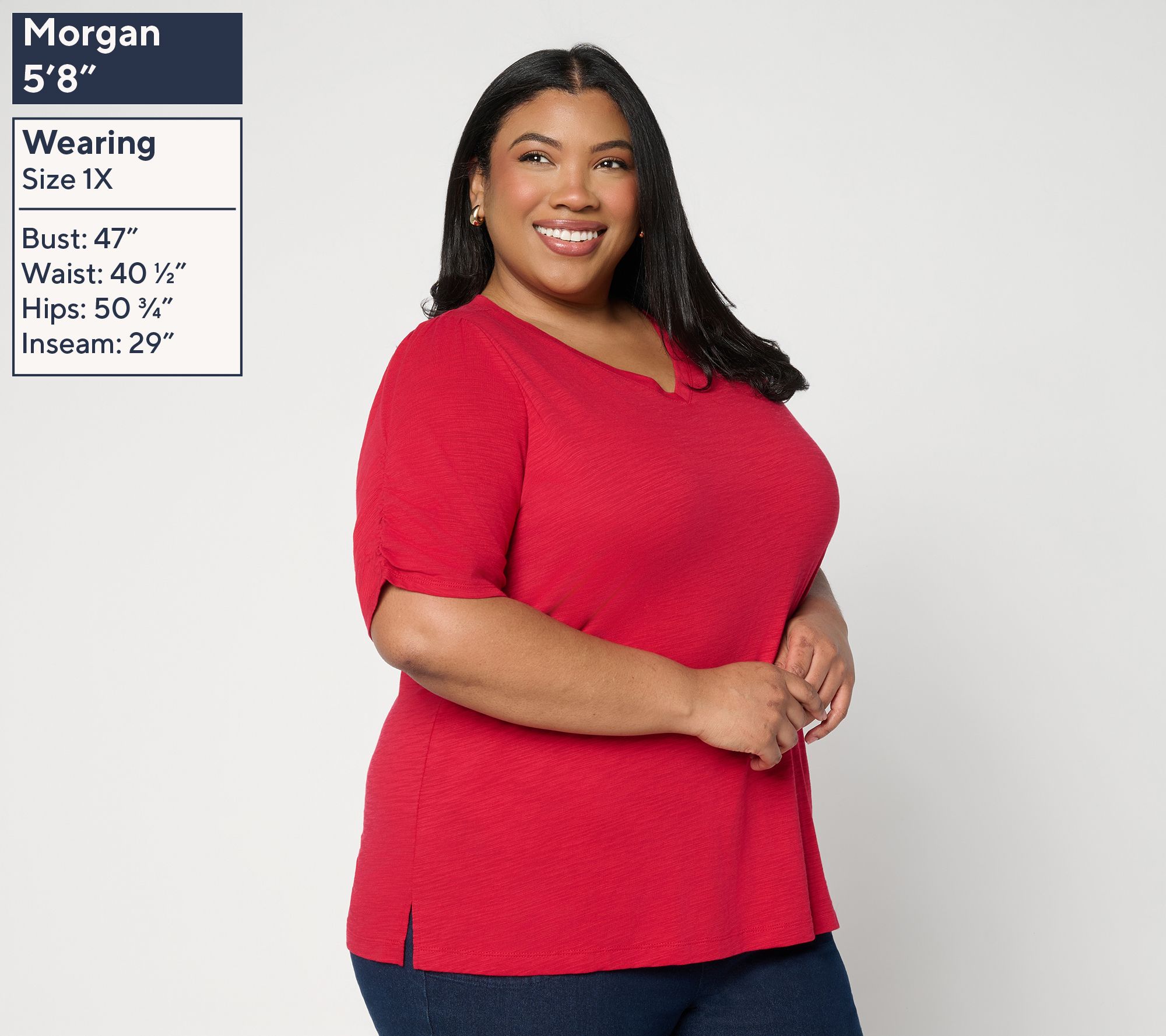 "As Is" Belle Beach by Kim Gravel Slub Knit Ruched Elbow Top - QVC.com
