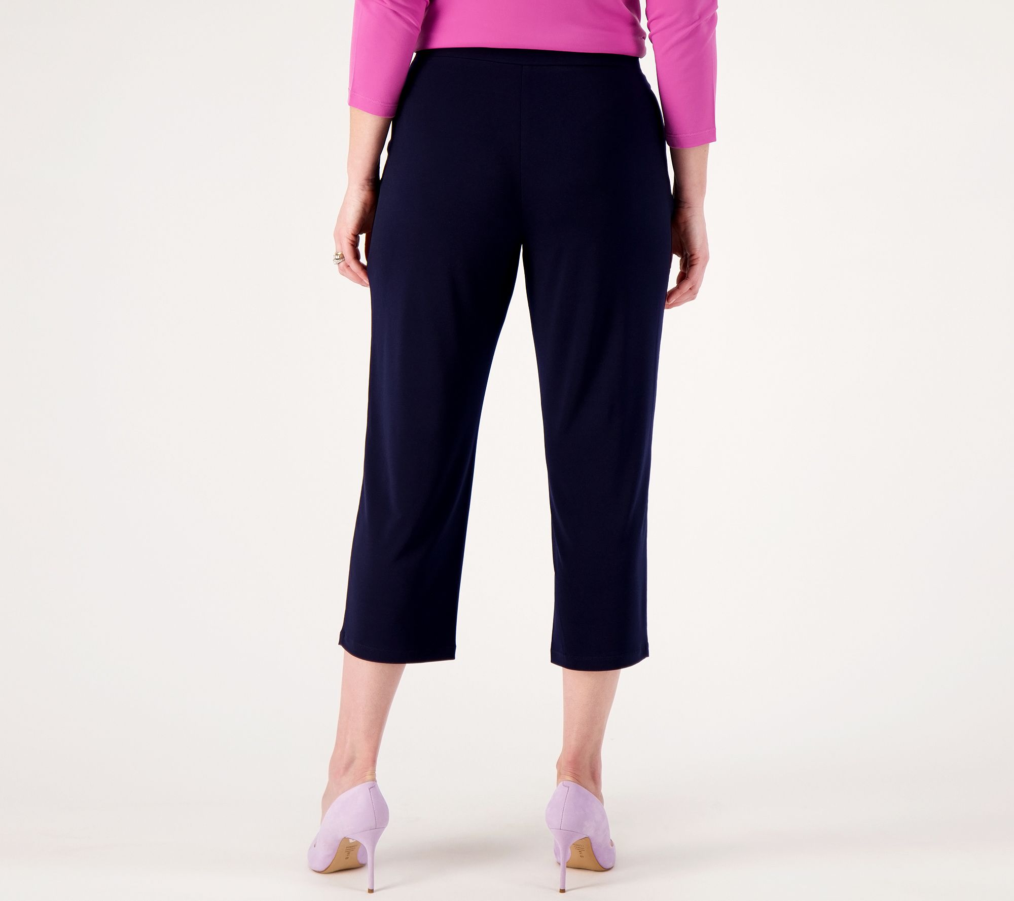 Susan Graver Liquid Knit Slim-Leg Pull-On Crop Pants - QVC.com