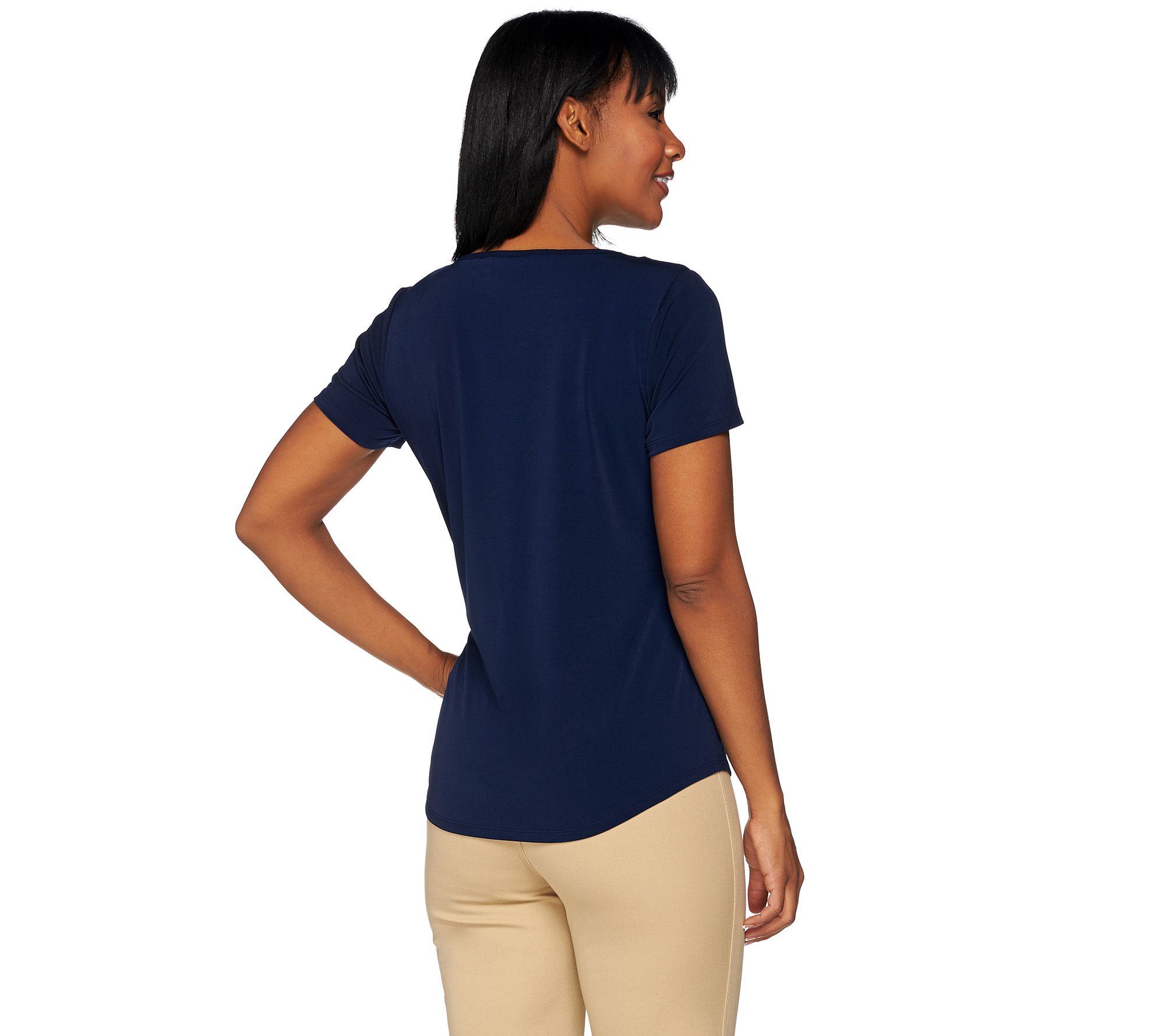 Susan Graver Liquid Knit Top with Braided Trim - QVC.com