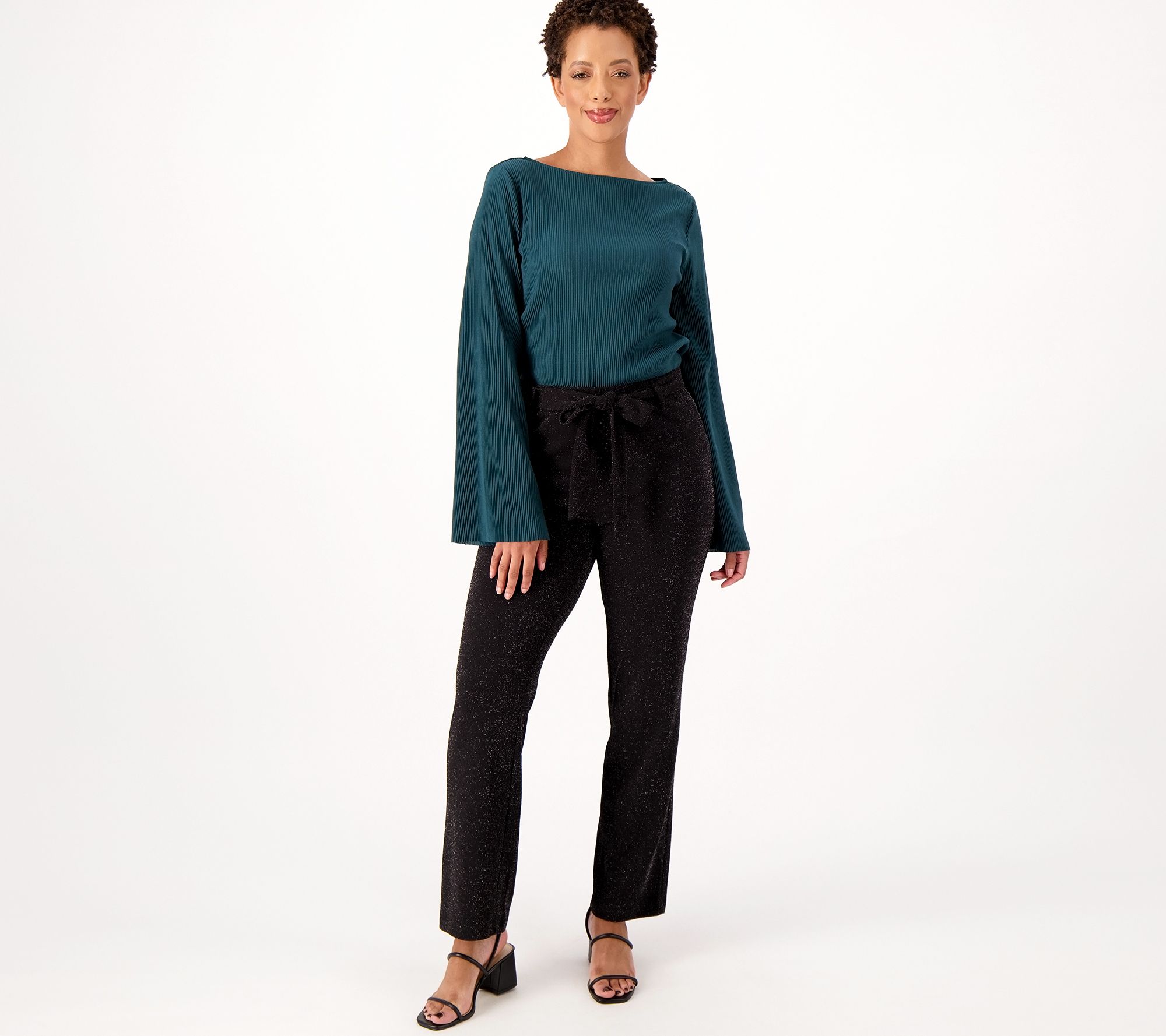 Girl With Curves Glitter Knit Straight Leg Regular Pant - QVC.com