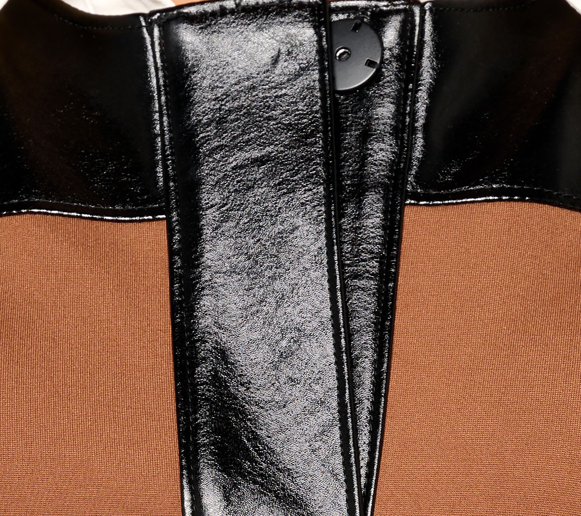 "As Is" Dennis Basso Ponte Topper with Patent Faux Leather Trim - QVC.com