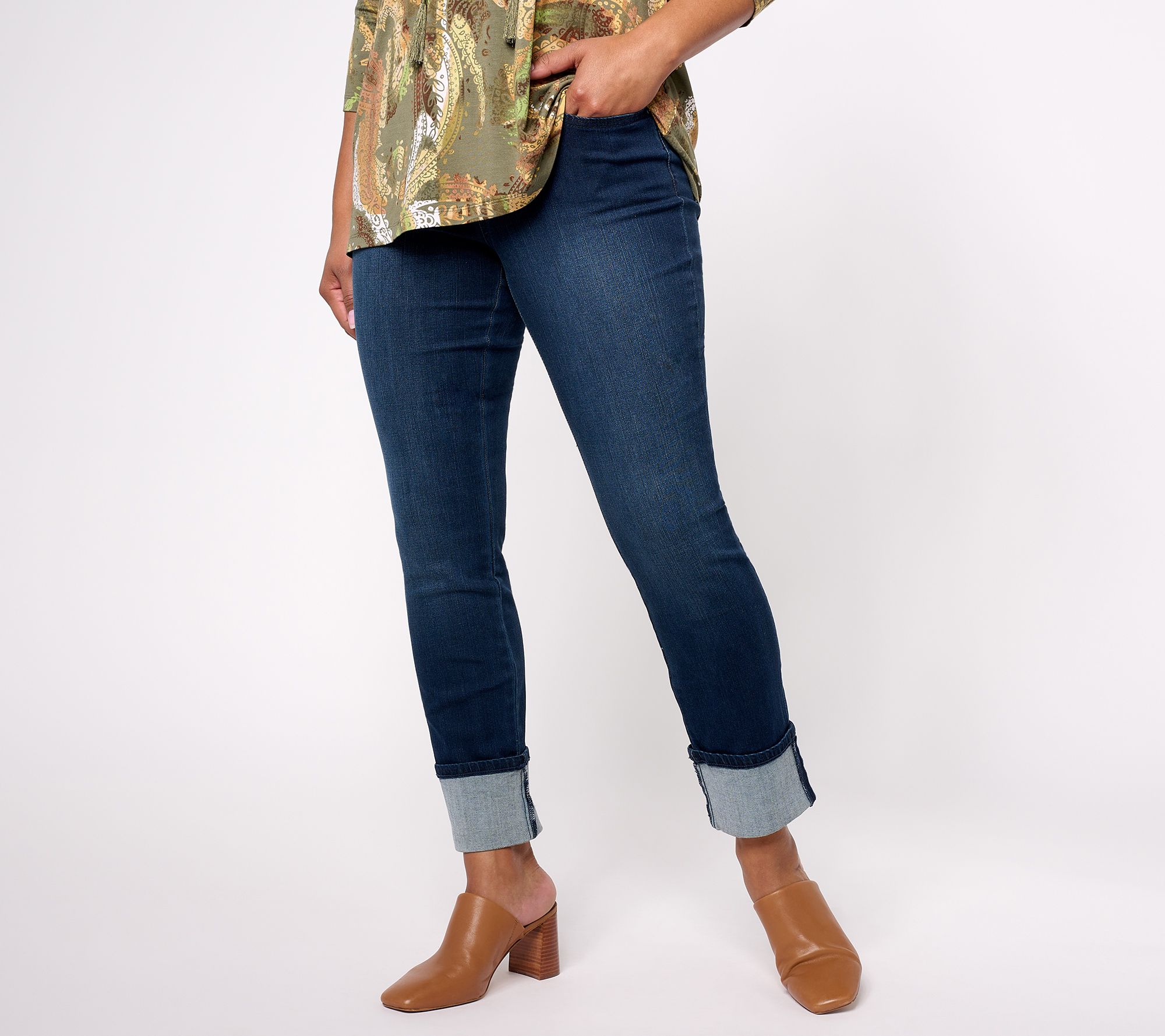"As Is" Belle by Kim Gravel Reg TripleLuxe Denim Mega Cuff Ankle Jean ...