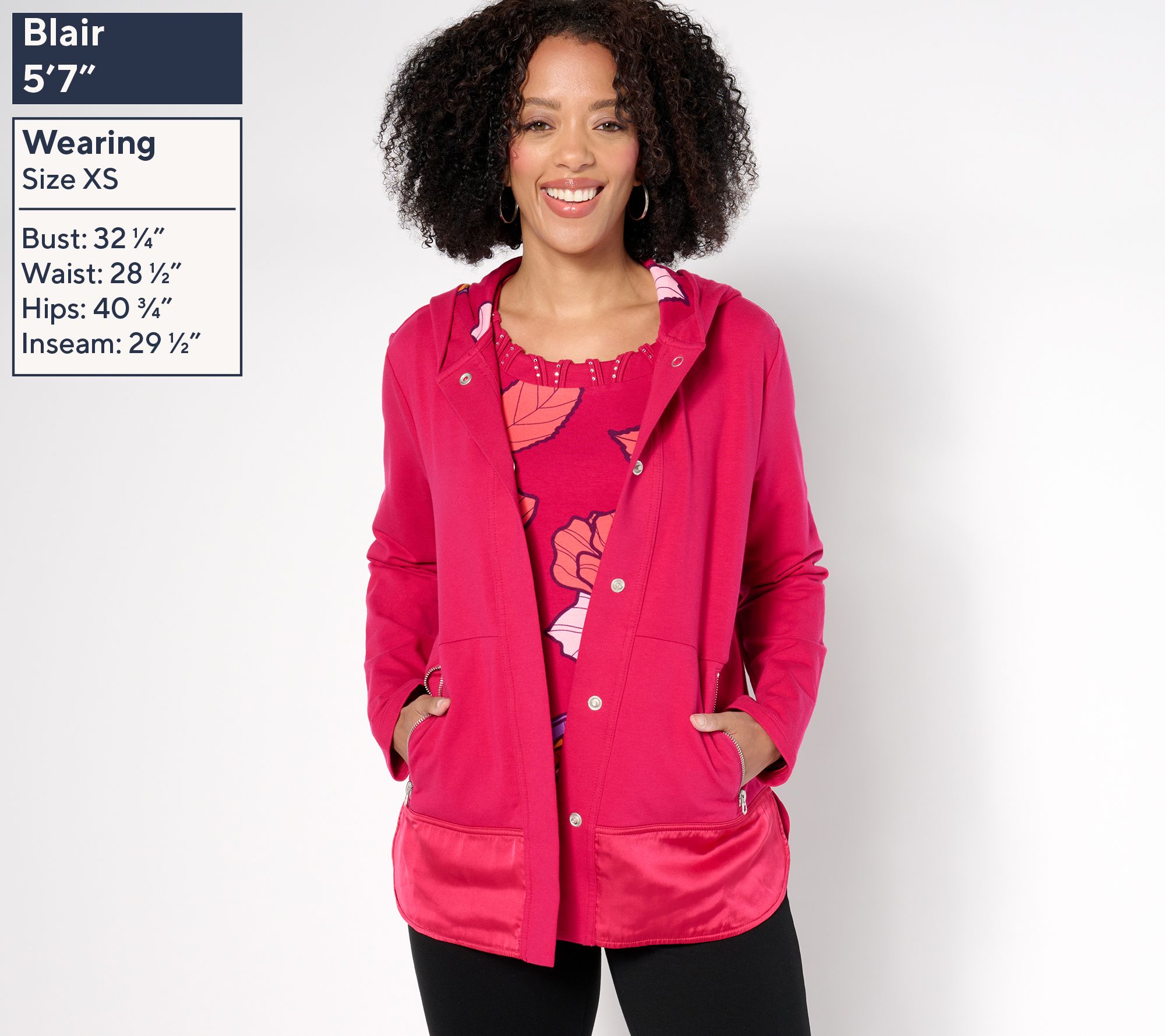 Sport Savvy French Terry and Satin Hooded Jacket - QVC.com