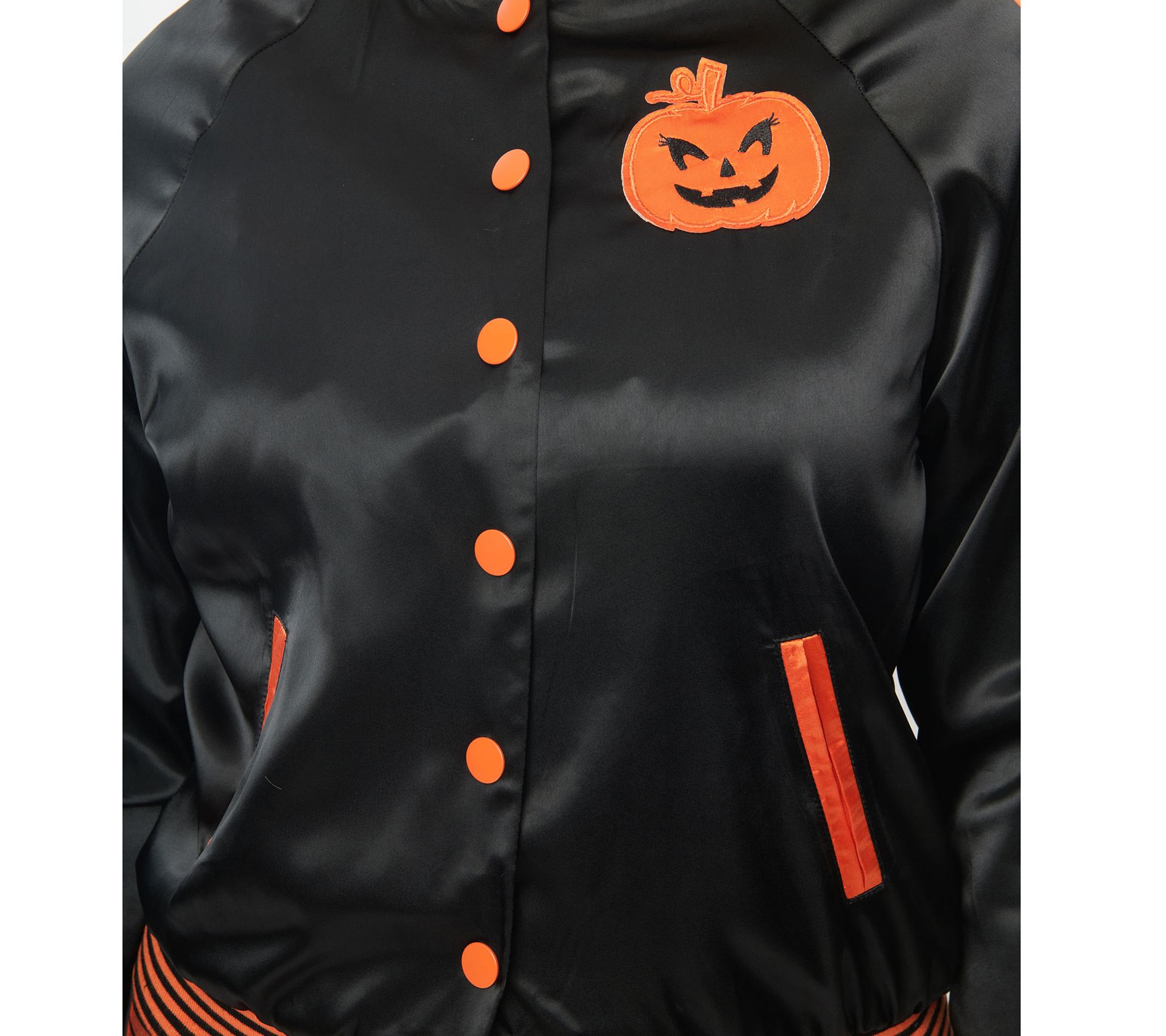 Unique Vintage Scream Queen Satin Bomber Jacket - QVC.com