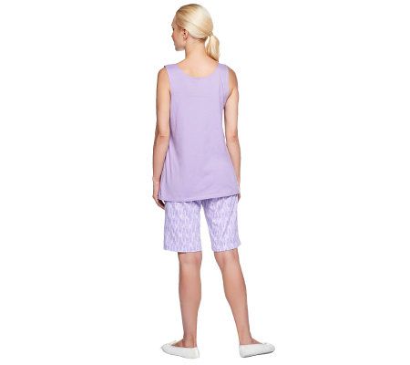 Stan Herman Reversible Cotton Tank and Bermuda Short Lounge Set - QVC.com