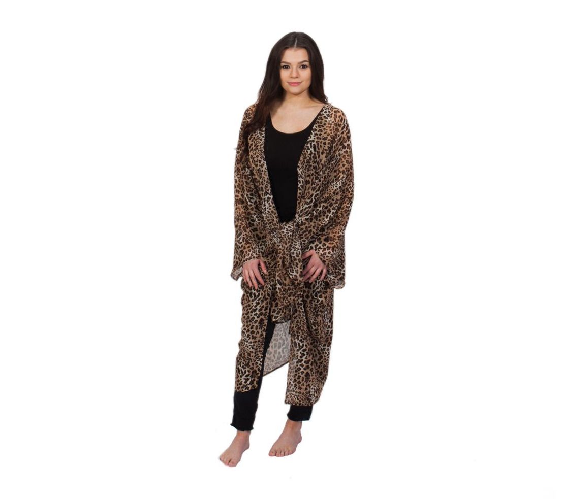 Skinnytees Animal Print Kimono - QVC.com
