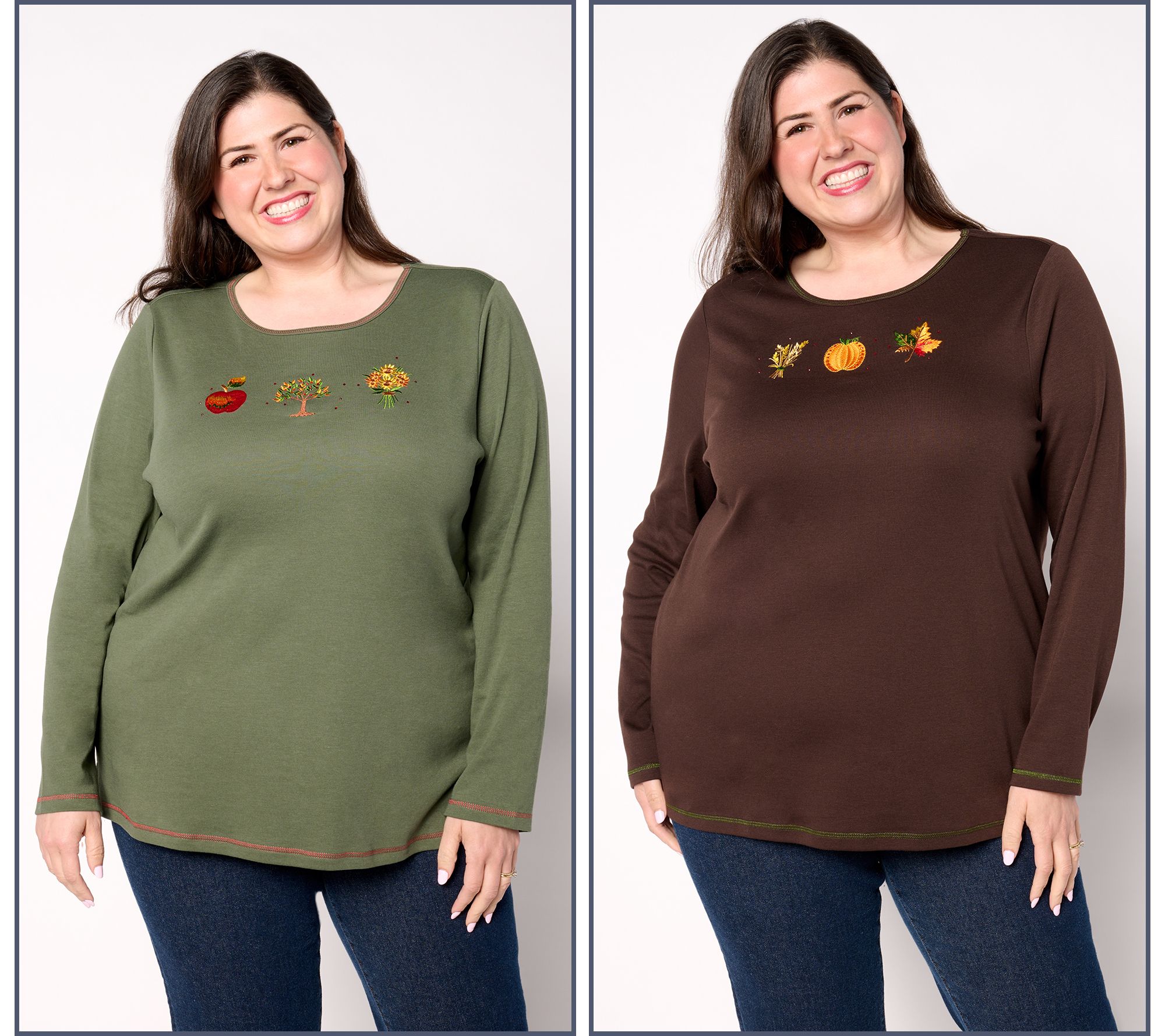 "As Is" Quacker Factory Triple Play Set of 2 Long Sleeve Tops - QVC.com
