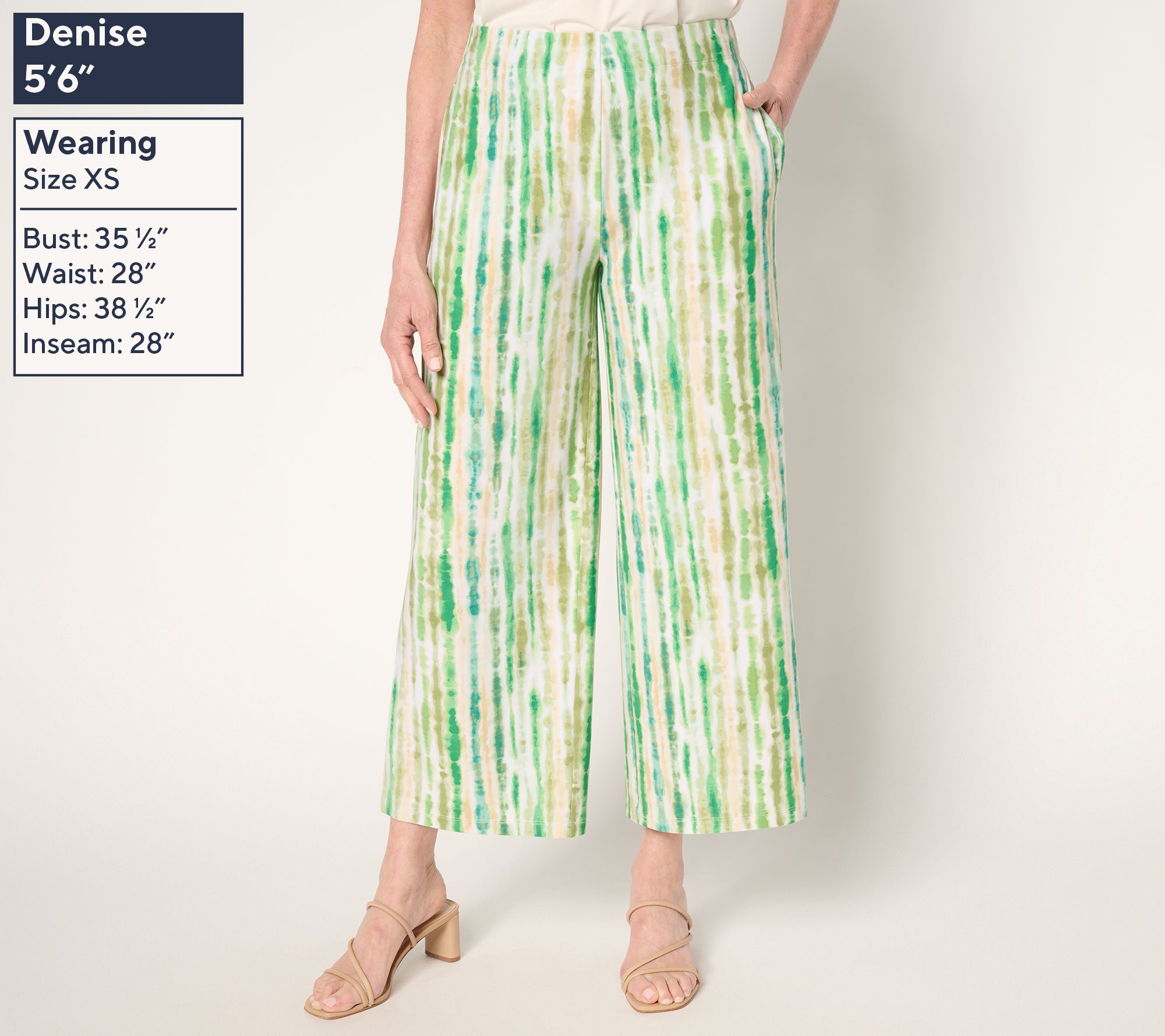 Susan Graver Printed Liquid Knit Wide Leg Crop Pants - QVC.com