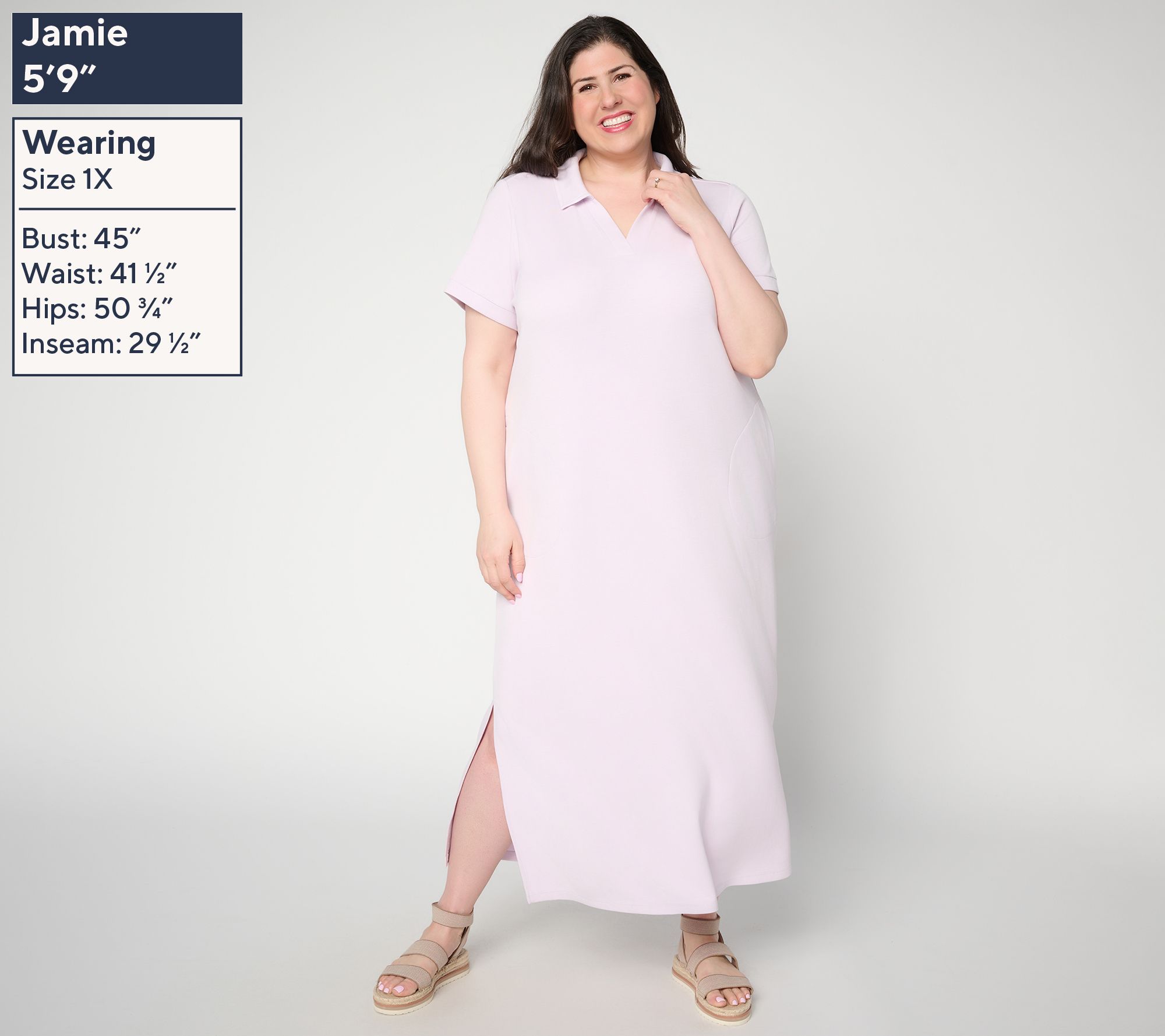 Belle by Kim Gravel Regular ScubaLuxe Escape Edit Polo Maxi Dress - QVC.com